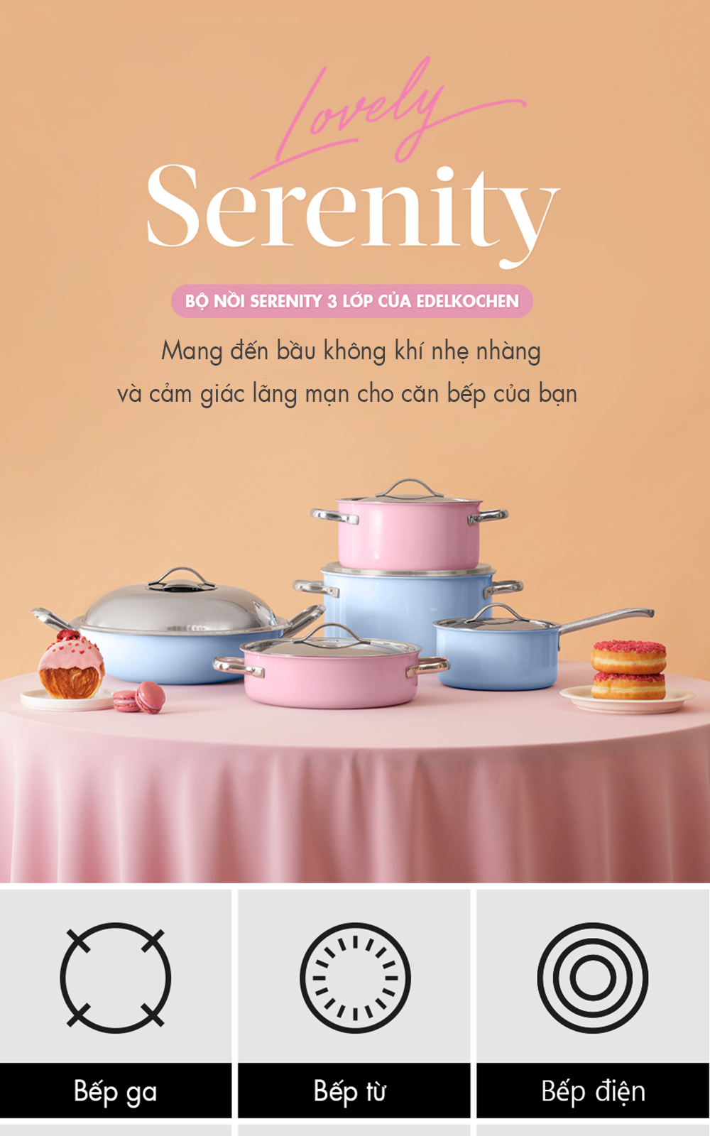 Nồi lẩu inox 3 lớp nguyên khối Edelkochen Serenity Collection size 22cm – Màu Edel Blue | Shopee ...