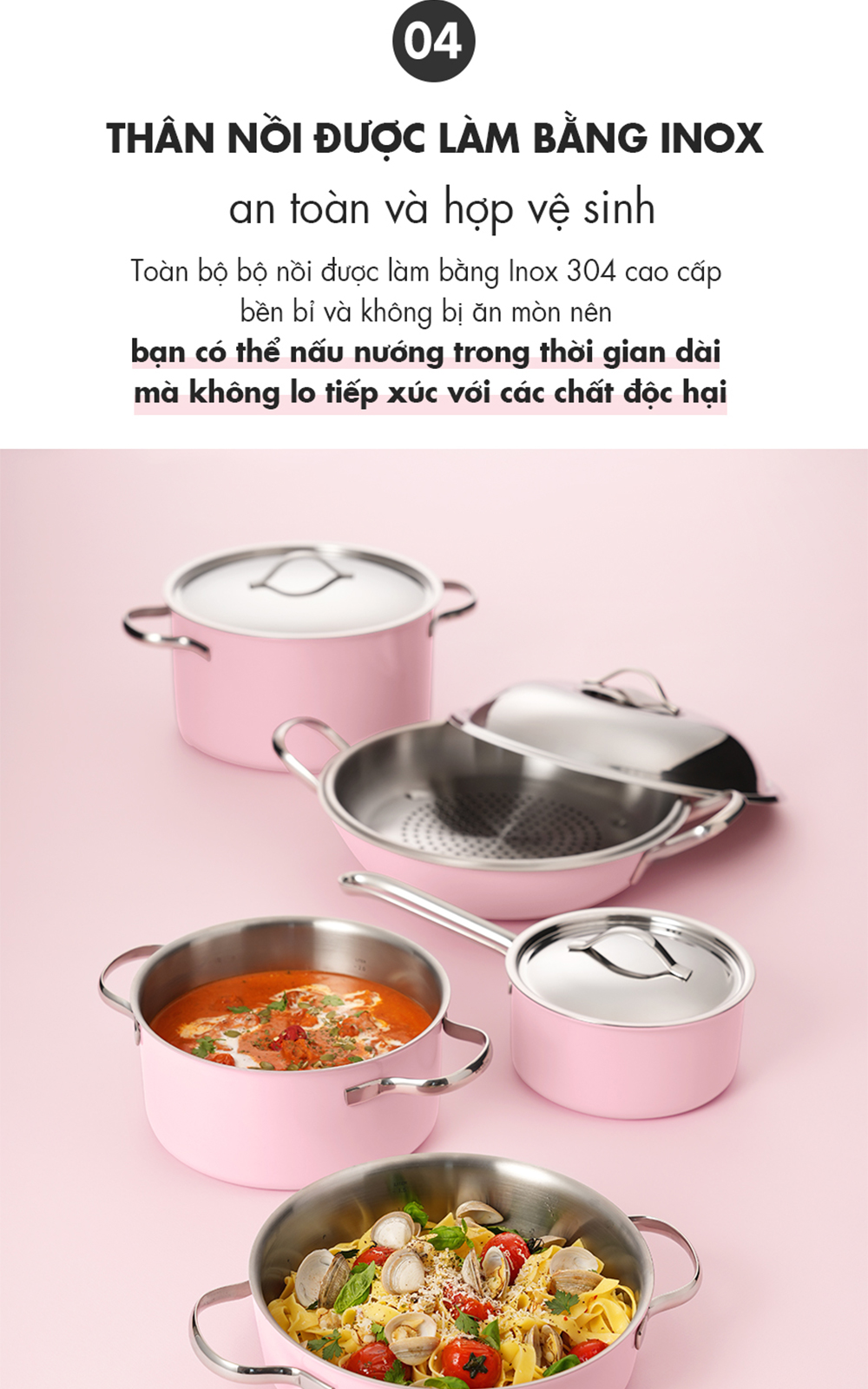 Nồi lẩu inox 3 lớp nguyên khối Edelkochen Serenity Collection size 22cm ...