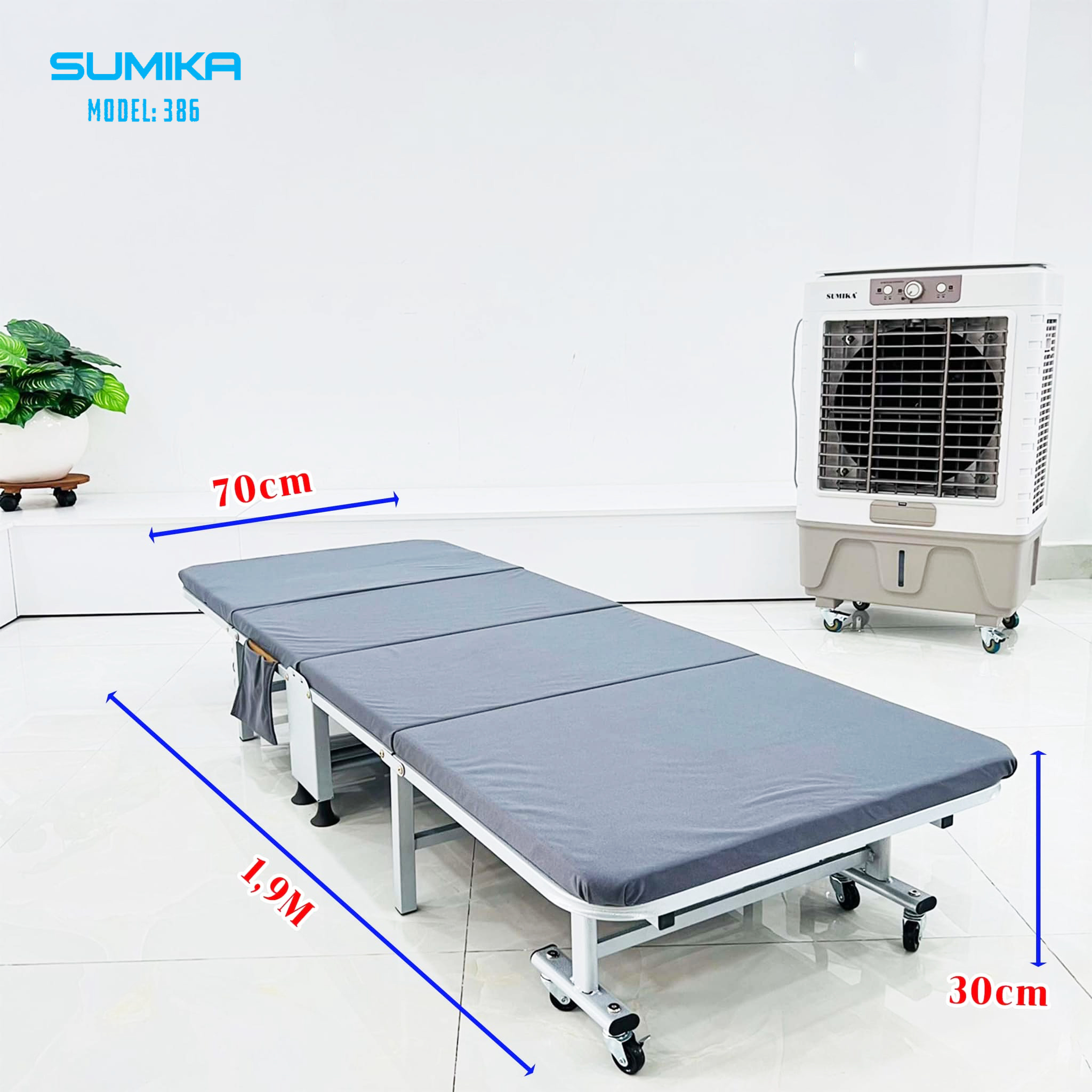 Giường xếp gấp gọn di động SUMIKA 386, rộng 70cm, khung thép, có bánh xe di chuyển | Shopee Việt Nam