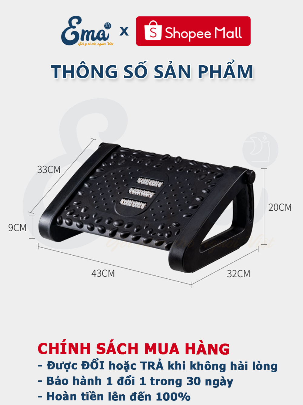 Ghế kê chân văn phòng cao cấp Ema loại điều chỉnh chiều cao, gác chân ...
