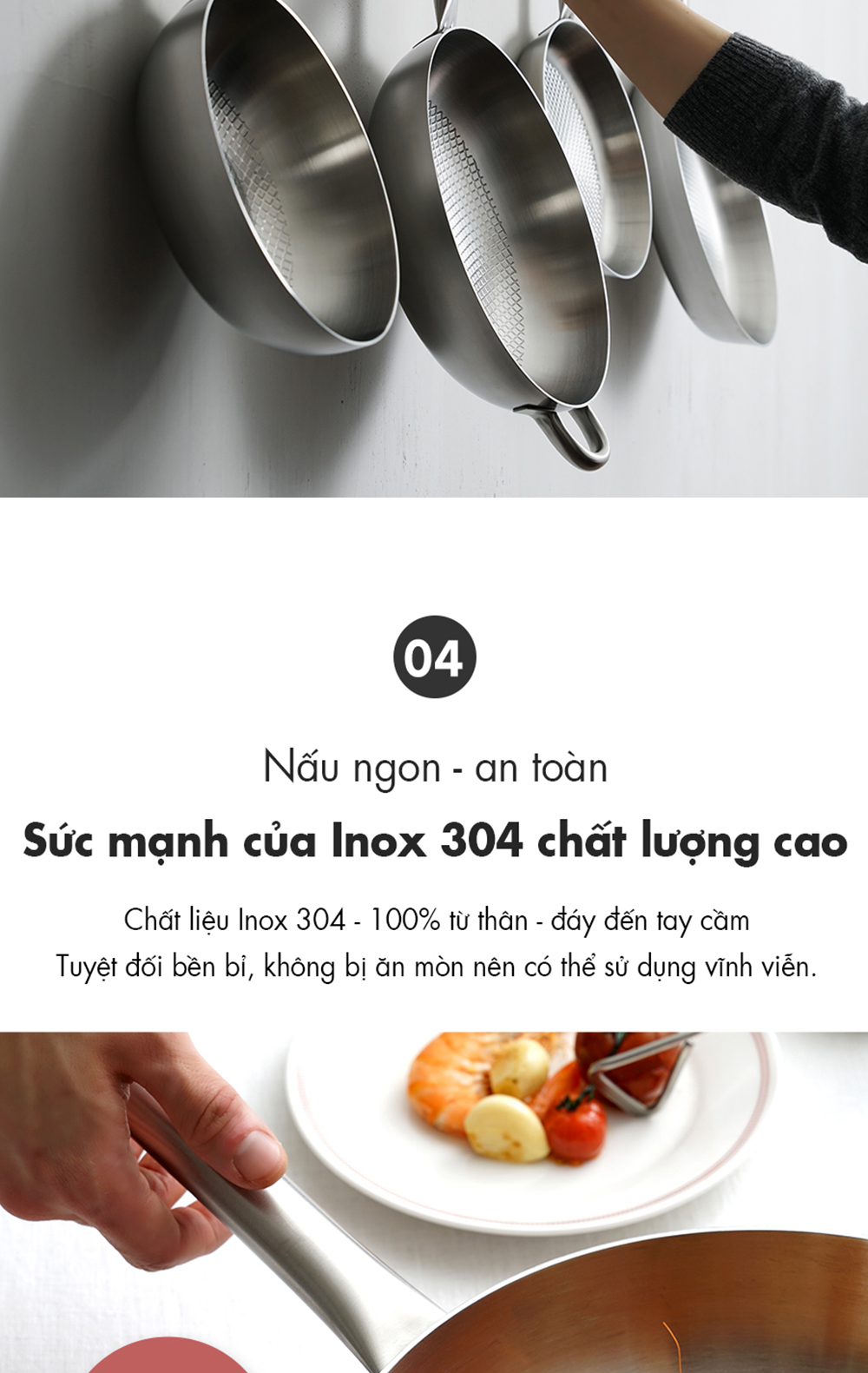Chảo xào inox 3 lớp nguyên khối Edelkochen Cosy Prism Collection 24/26/28/30cm | Shopee Việt Nam