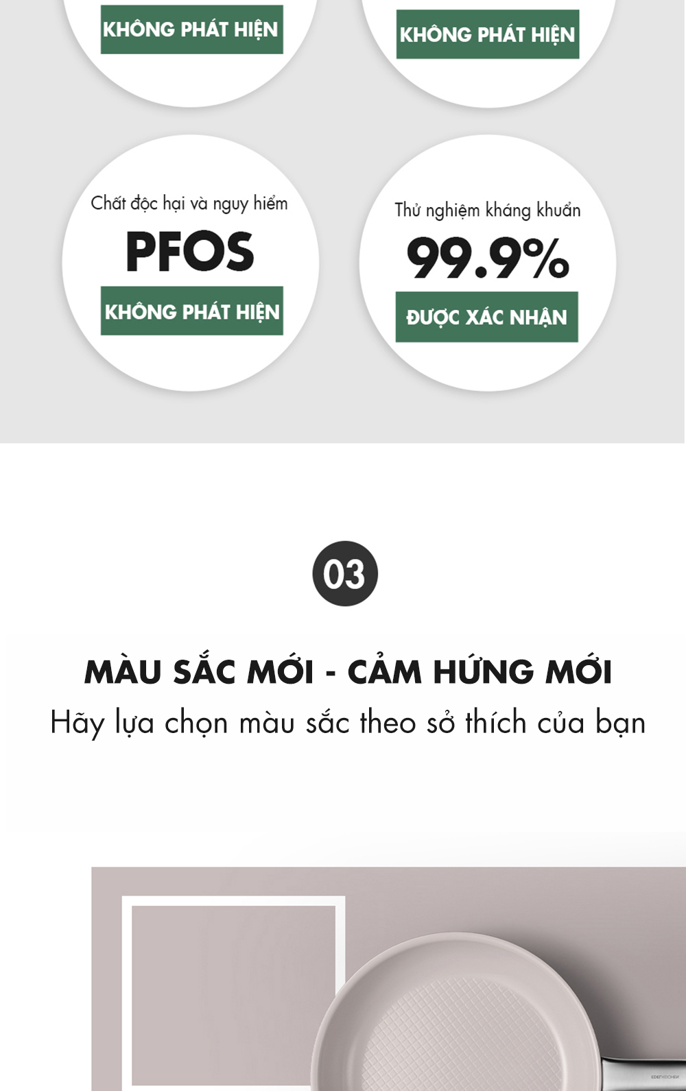 Chảo chiên inox 3 lớp nguyên khối, chống dính ceramic Edelkochen Easy ...