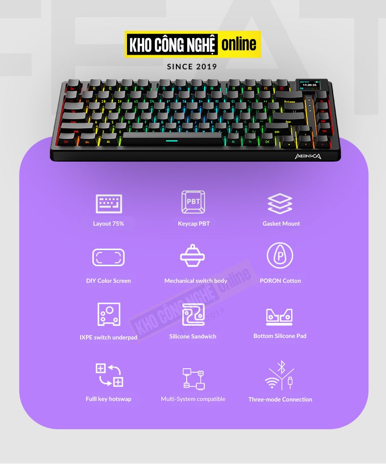 Monka 3075 V2 Pro - Bàn phím cơ Monka 3075 V2 Pro Mạch Xuôi (Led RGB ...