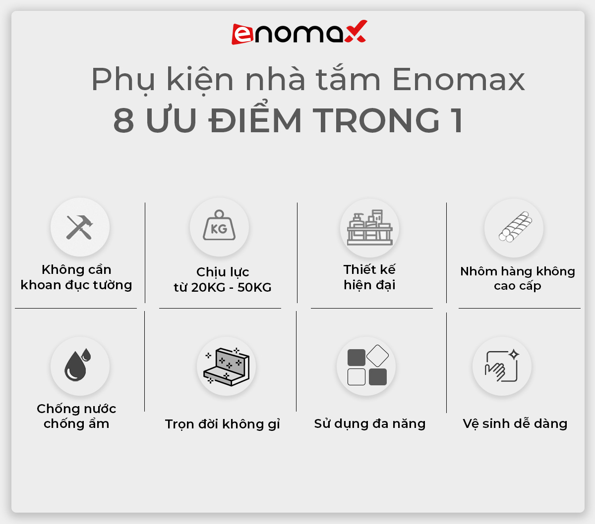 Kệ nhà tắm Enomax để đồ phòng tắm đa năng tiện lợi treo tường, đựng mỹ ...