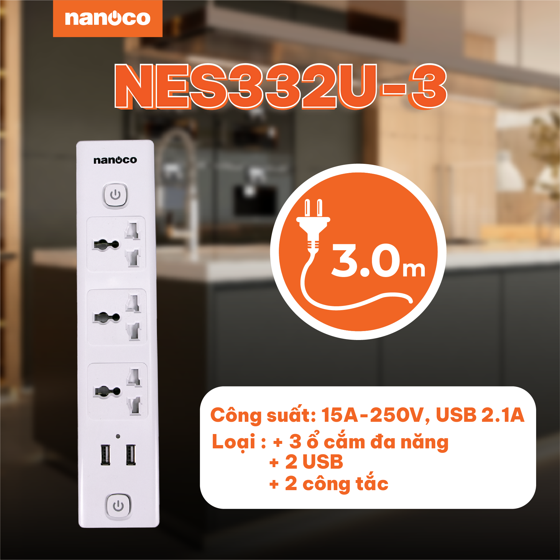 Ổ cắm đa năng siêu bên + siêu chịu tải có dây Nanoco | Shopee Việt Nam
