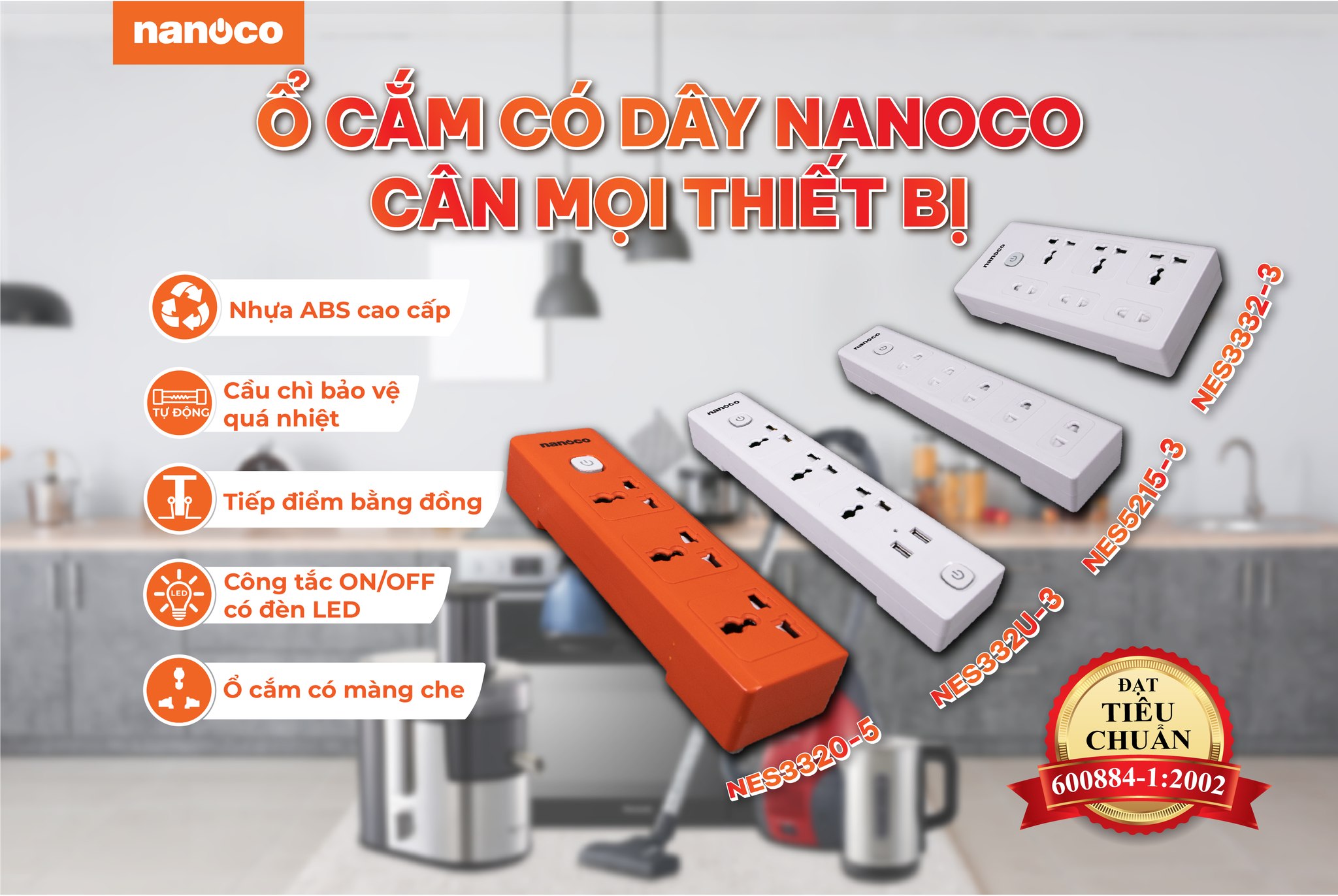 Ổ cắm đa năng siêu bên + siêu chịu tải có dây Nanoco | Shopee Việt Nam
