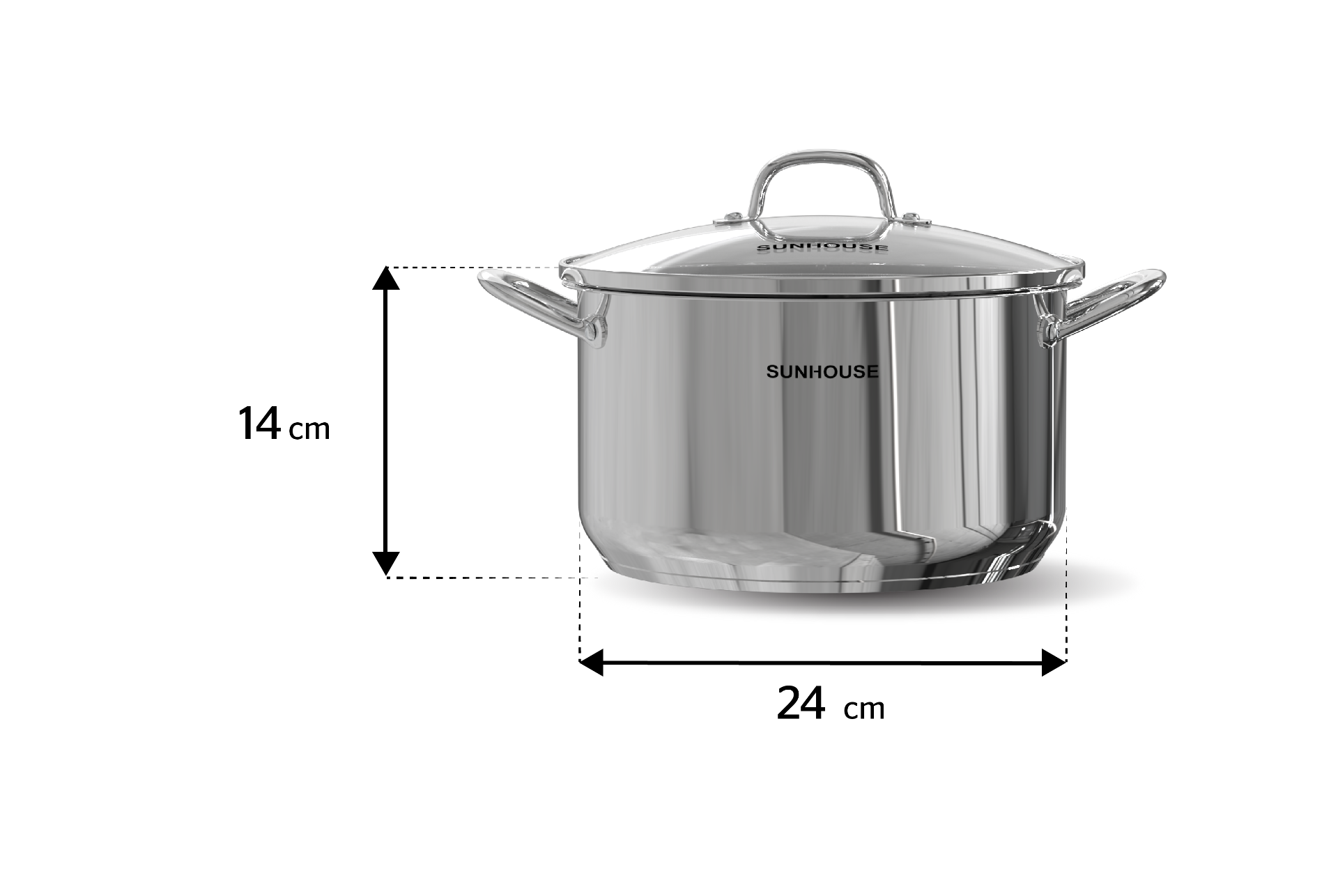 Nồi inox 3 đáy vung kính Sunhouse SHG301-24 24cm dung tích 5L max dùng ...