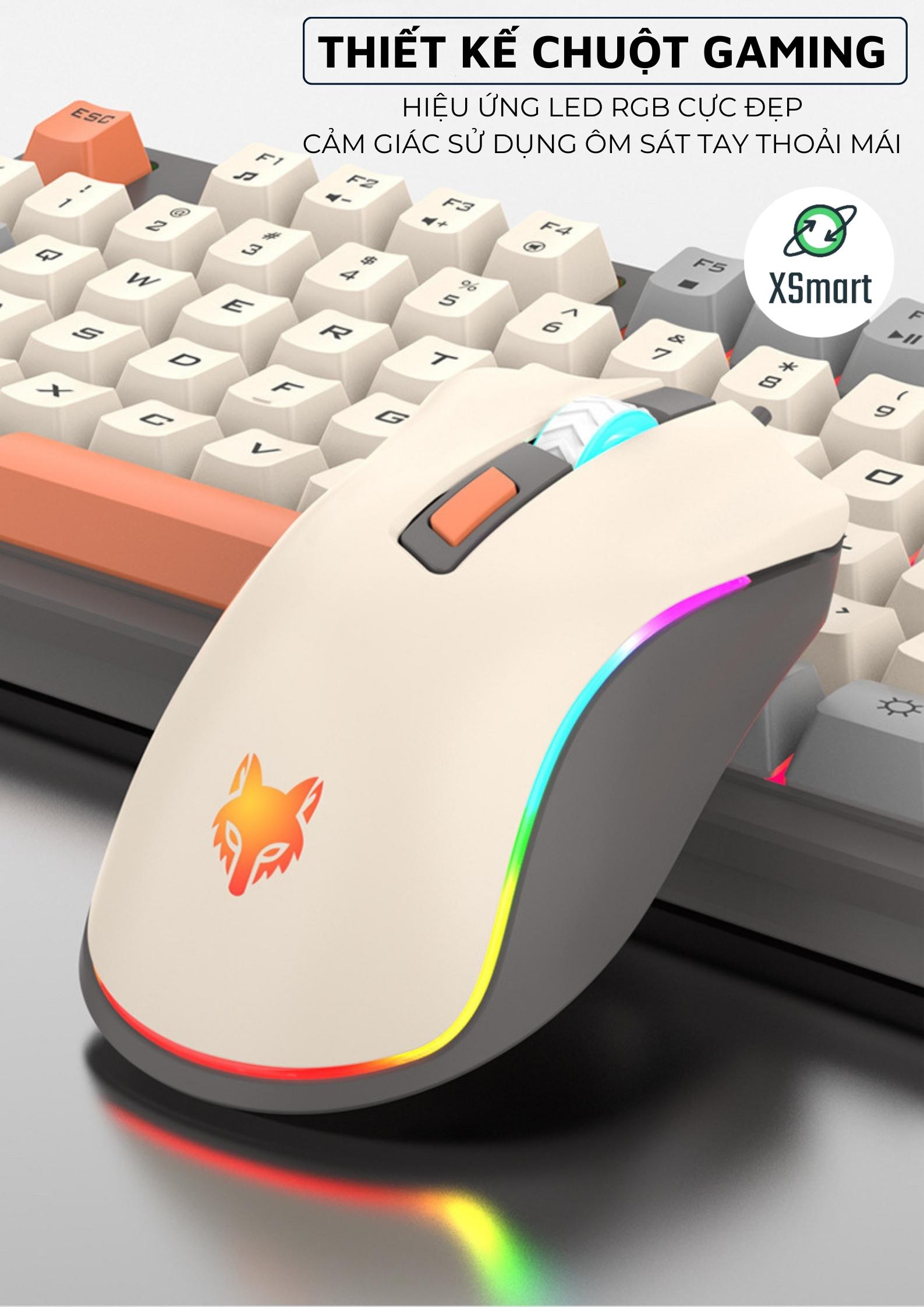 Bộ Bàn Phím Và Chuột Máy Tính Giả Cơ Gaming K820 XUNFOX LED 7 Màu Tích Hợp Núm Chỉnh Âm, Gõ Êm ...