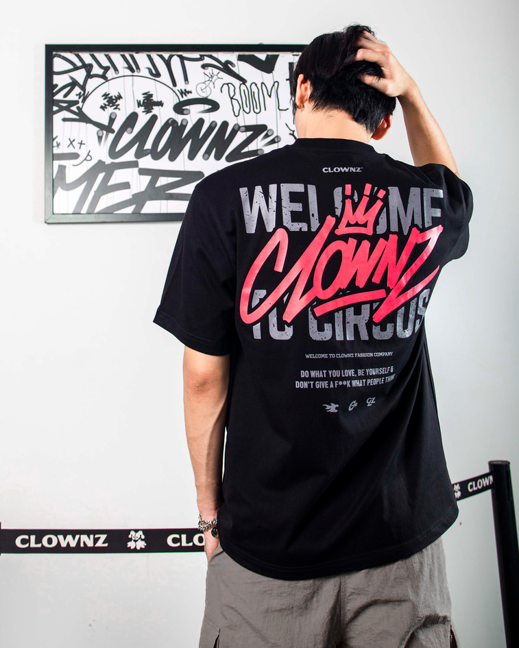 Áo phông ClownZ Graffiti Tagline T-shirt form rộng tay lỡ cổ tròn cotton áo thun nam nữ unisex ...