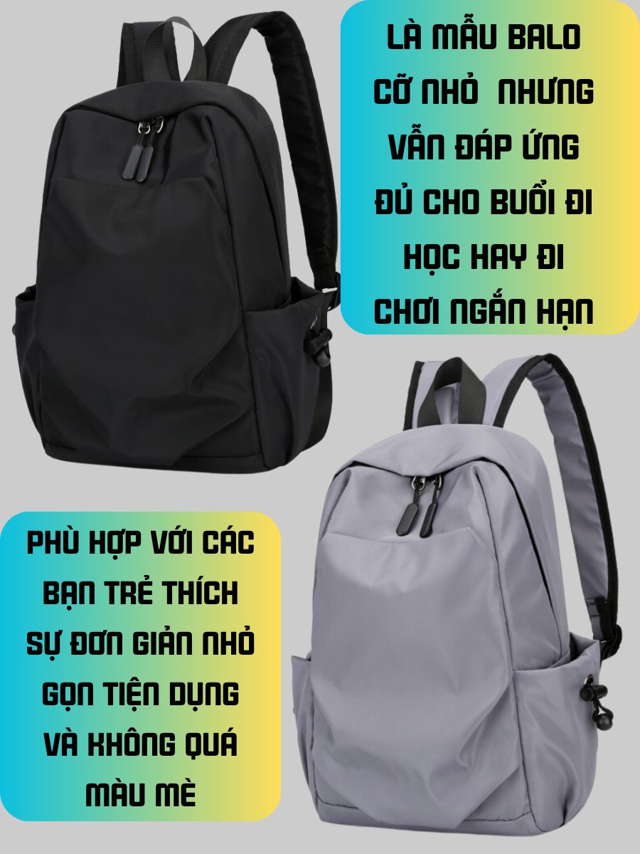 Balo mini nam nữ, balo nhỏ gọn vải dù chống nước du lịch thời trang Hàn ...