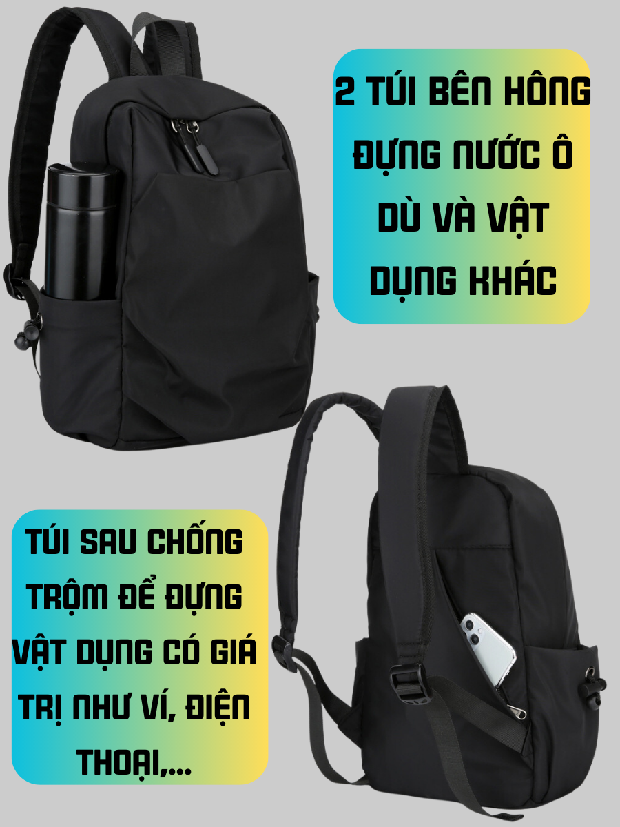 Balo mini nam nữ, balo nhỏ gọn vải dù chống nước du lịch thời trang Hàn ...
