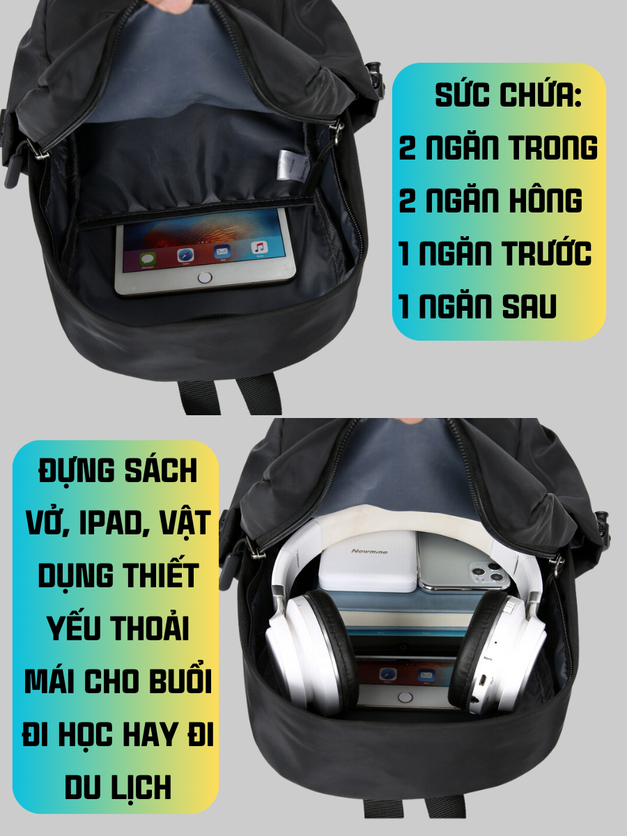 Balo mini nam nữ, balo nhỏ gọn vải dù chống nước du lịch thời trang Hàn ...