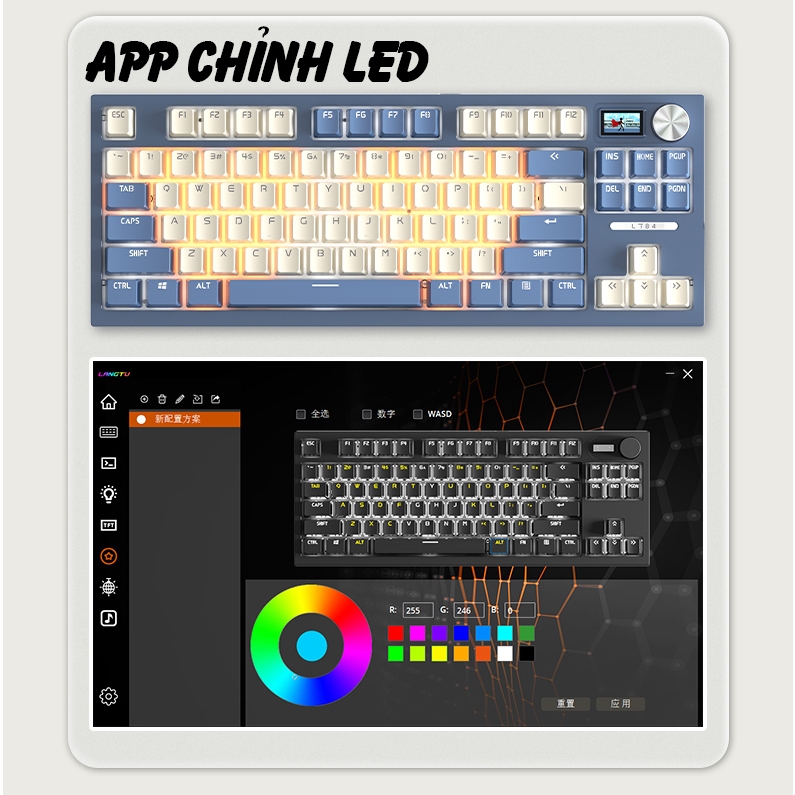 Bàn Phím Cơ Không dây Bluetooth LANGTU LT84 PRO - Màn Hình Led - Núm ...