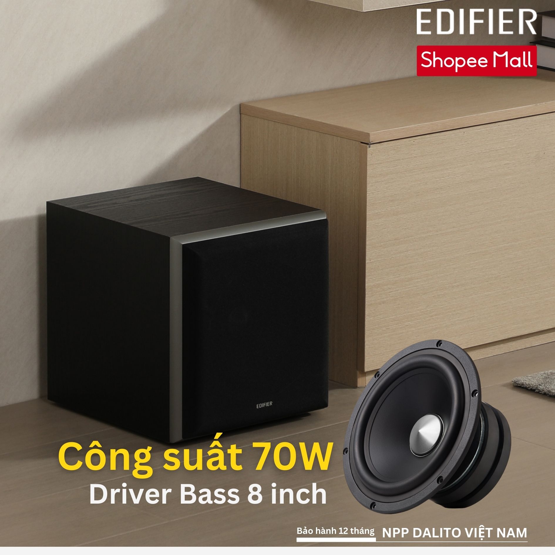 Loa sub điện EDIFIER T5/T5S 70W, Siêu trầm Bass 20, Bổ sung âm trầm ...