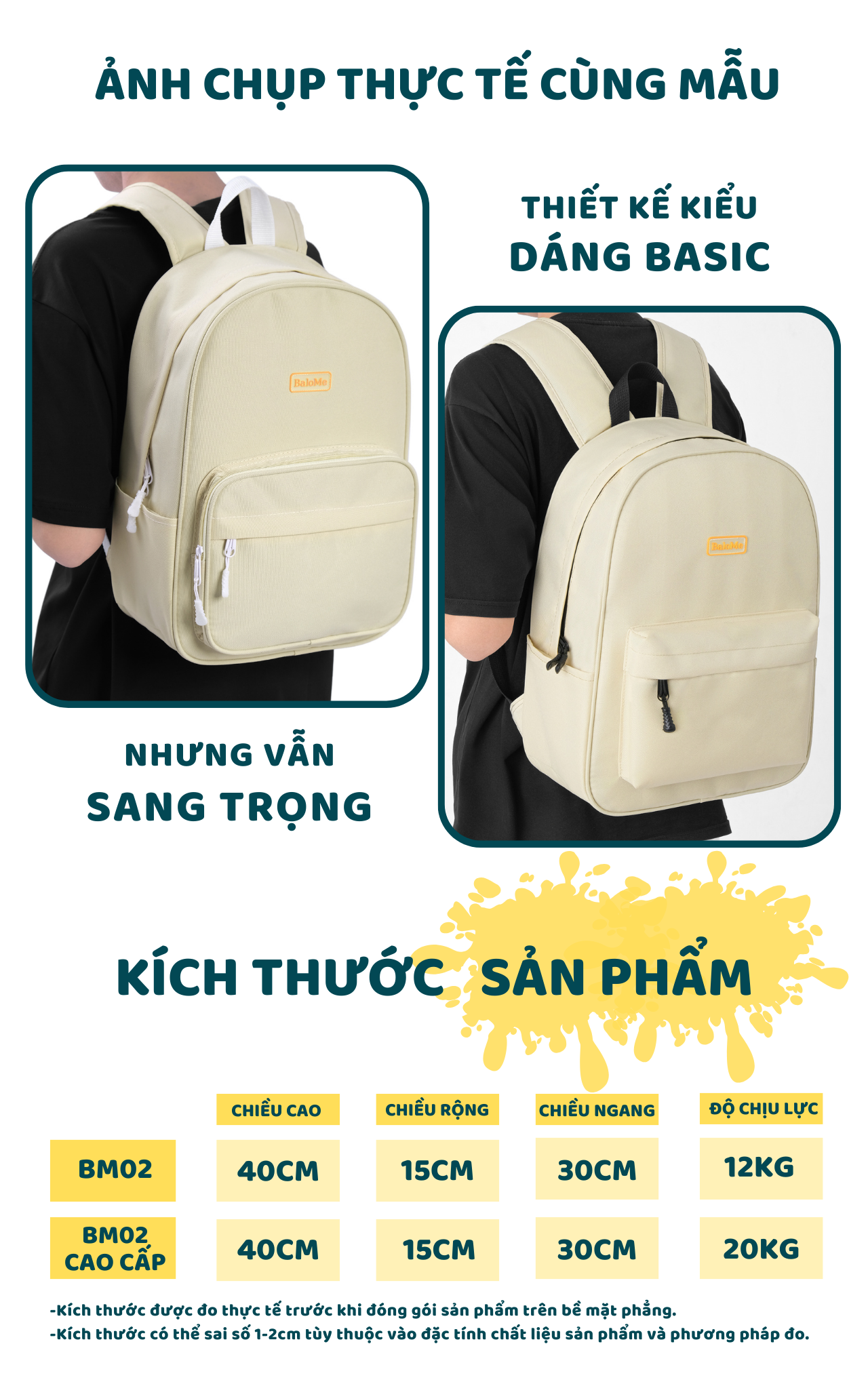 Balo Nam Nữ Thương Hiệu BaloMe Kiểu Dáng Basic Đi Học Đi Chơi Mã BM02 ...
