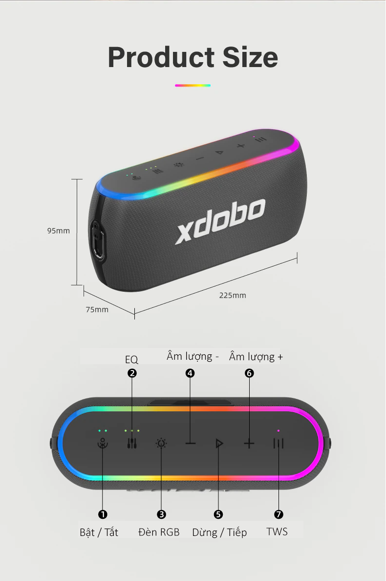 Loa Bluetooth 5.3 Xdobo X8 III Công Suất 60W Tích Hợp Power Bank Chống Nước IPX7 Hỗ Trợ Thẻ TF ...
