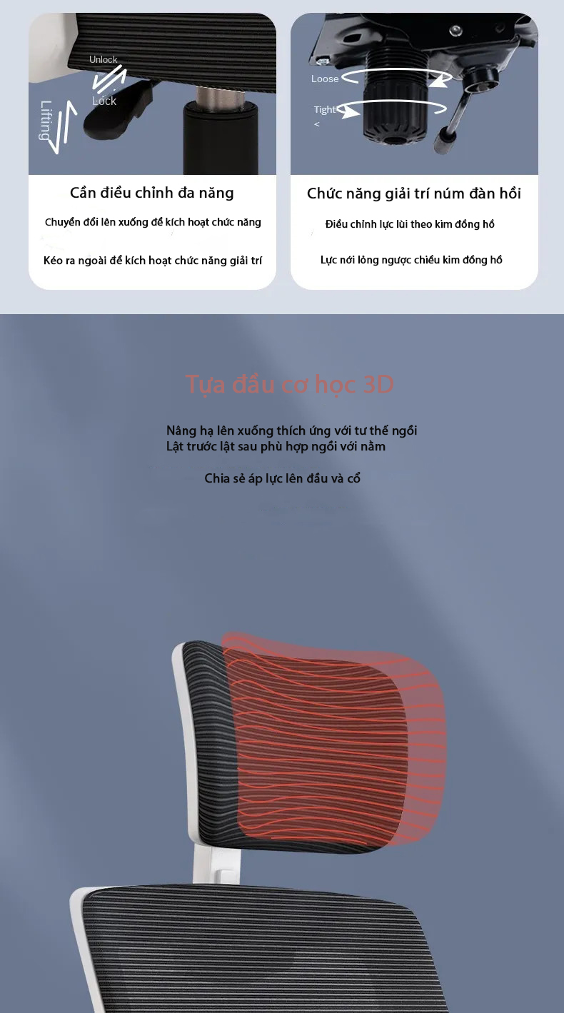 Ghế Xoay văn phòng Công thái học bảo vệ cột sống Thương hiệu VEGOR LIFE ...