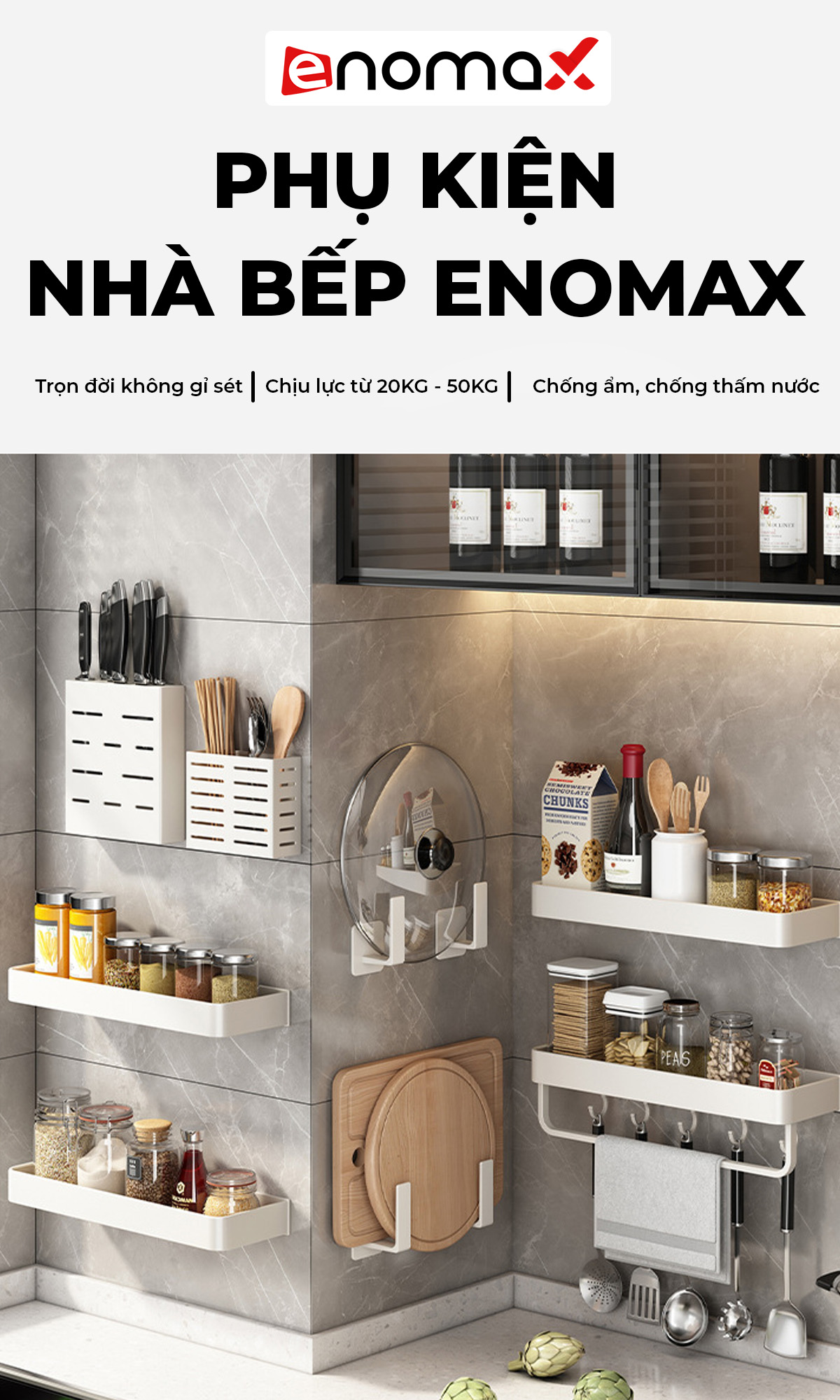 Kệ để đồ nhà bếp Enomax cao cấp đựng đồ nhà bếp an toàn cho sức khỏe ...