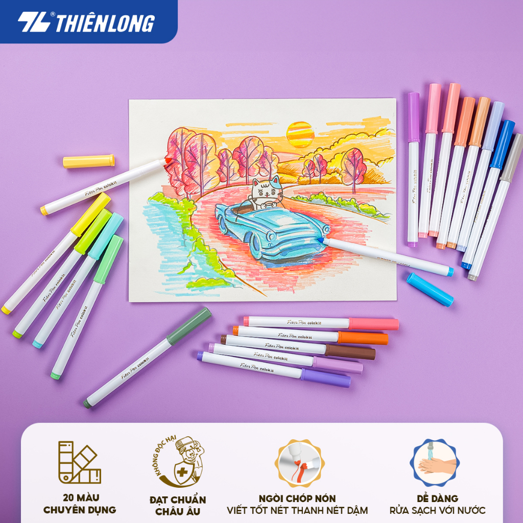 Bút lông màu Fiber Pen 20 màu Pastel Thiên Long Colokit SWM-C008 - Bút ...