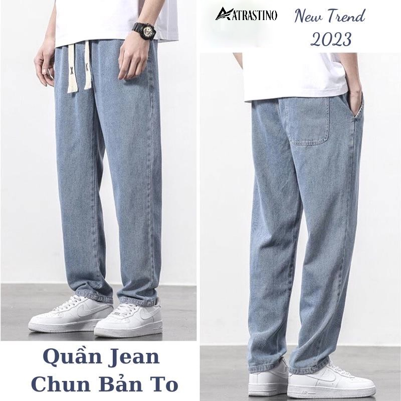 Quần jean nam baggy CẠP CHUN BẢN TO ống rộng ATRASTINO, Chất Bò cao cấp ...