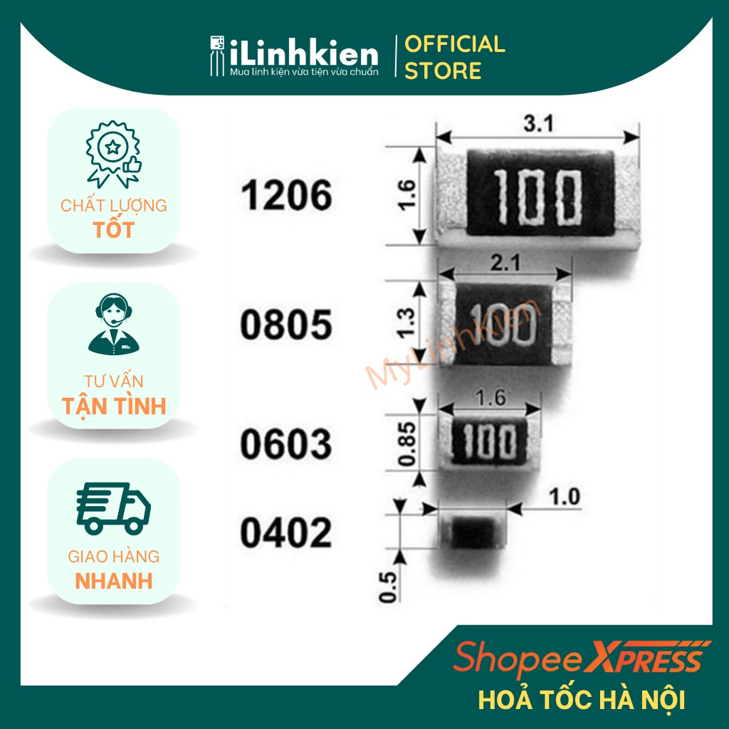 Điện trở dán 1206 1K-100K dây 100c chất lượng cao | Shopee Việt Nam