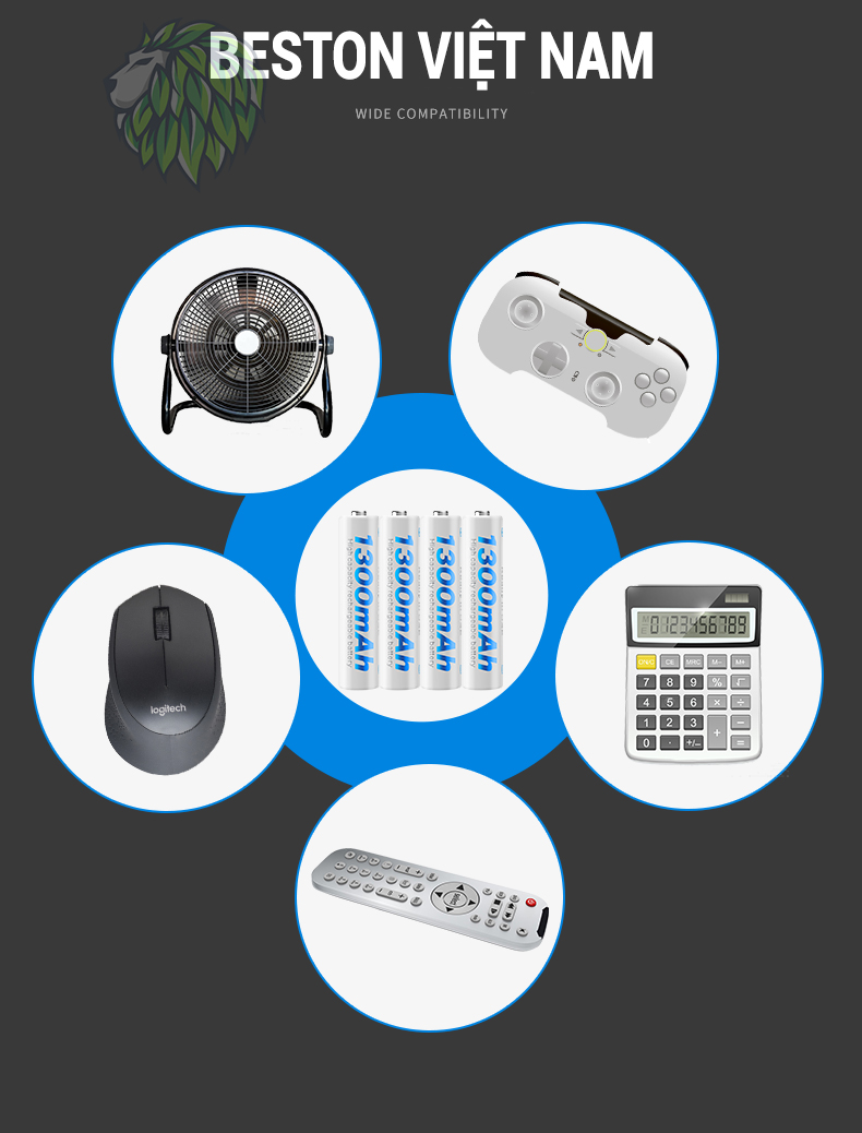 Pin Sạc AA AAA Dung Lượng Cao, Chính Hãng Beston cho micro karaoke, đồ chơi trẻ em, chuột máy vi ...