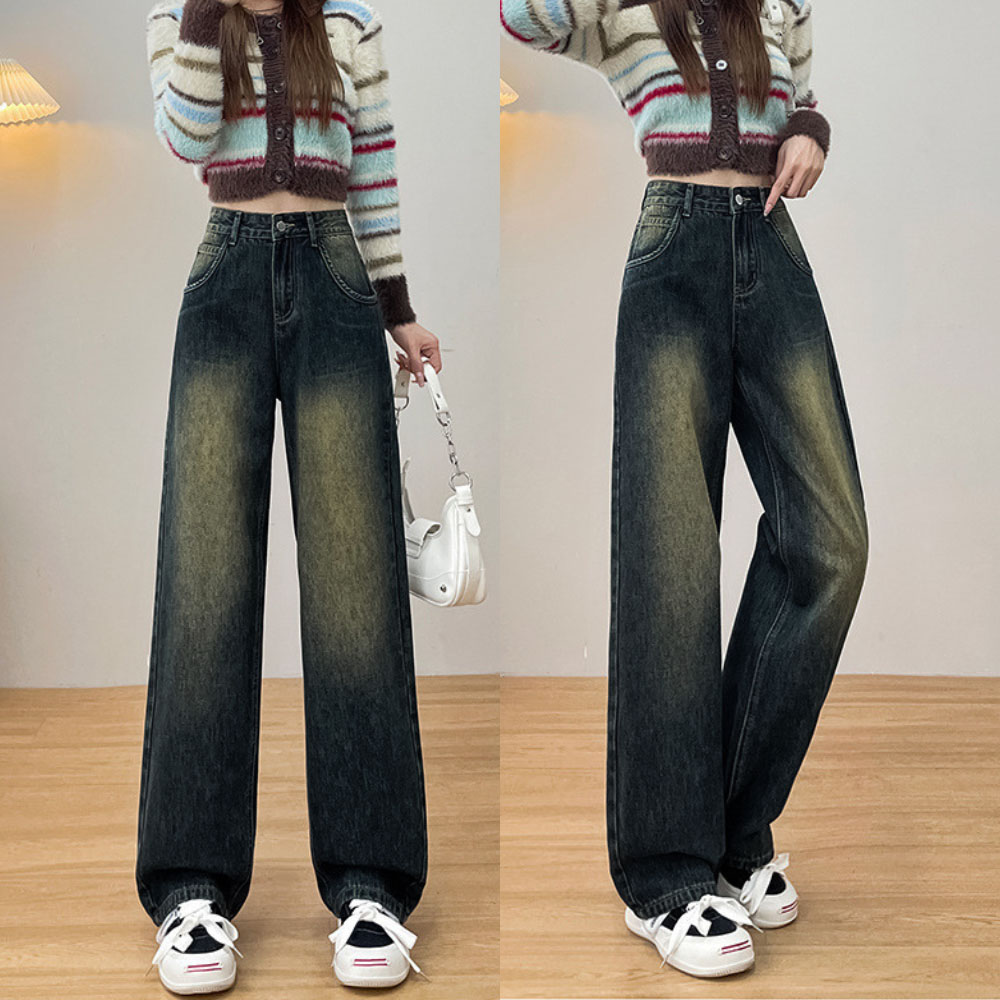 Quần Jean Loang Màu Ống Rộng Dáng Suông Nữ Unisex WASH MIAA, Quần Bò ...