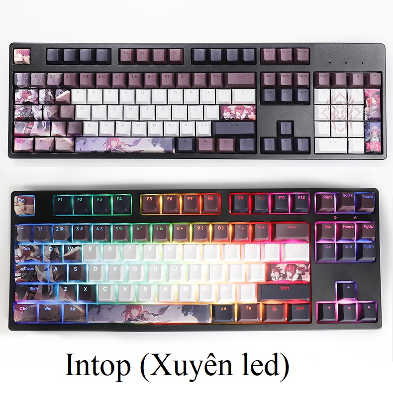 Keycap Honkai: Star Rail Kafka thick PBT xuyên led in dyesub 5 mặt 135 ...