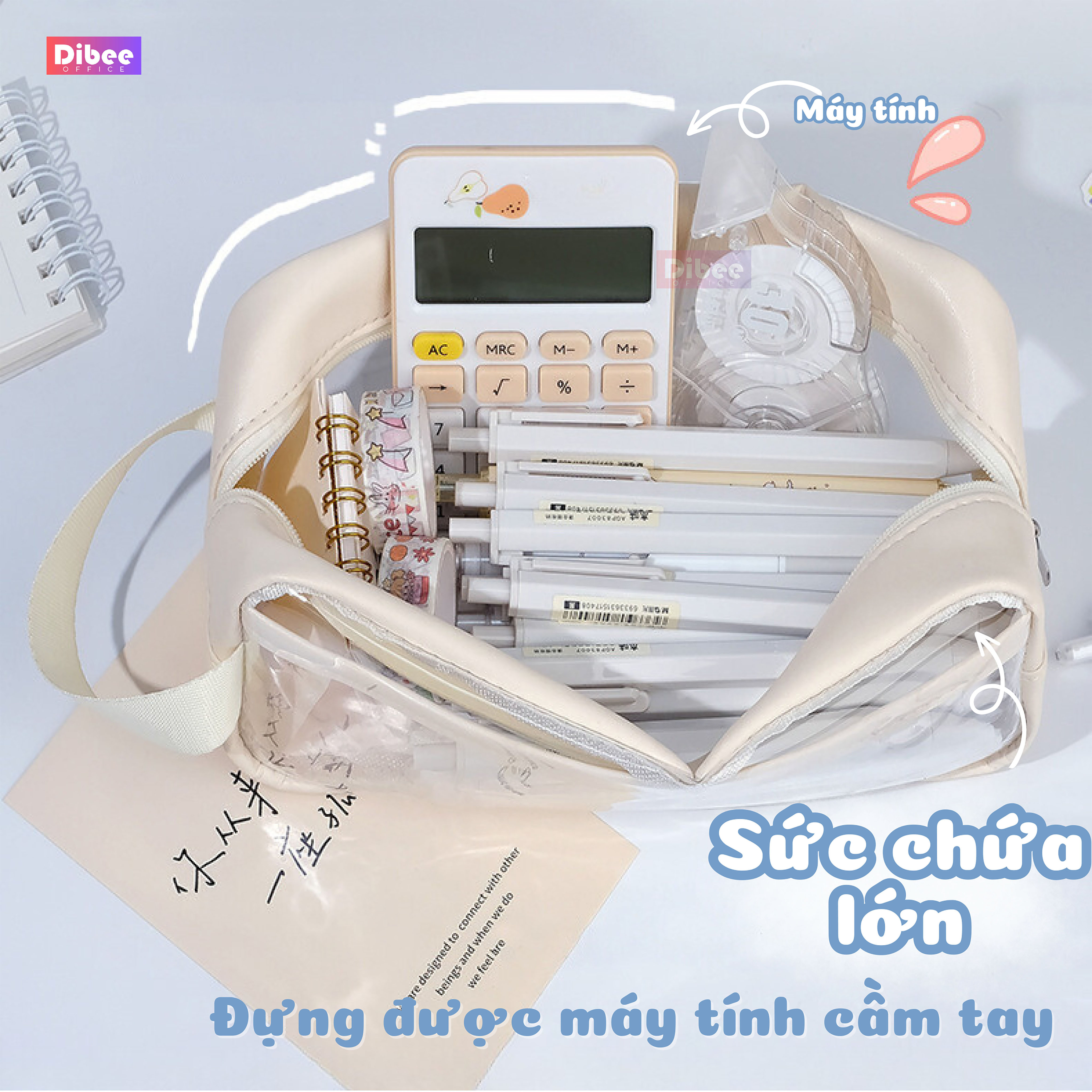 Túi đựng bút DiBee trong suốt cỡ lớn chống thấm nước phong cách Hàn ...