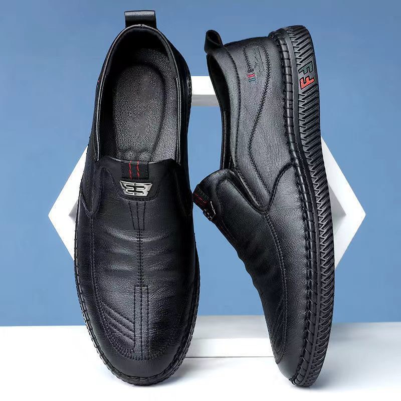 Giày lười nam da pu E3 đế mềm êm chân - giày mọi màu đen mới | Shopee ...