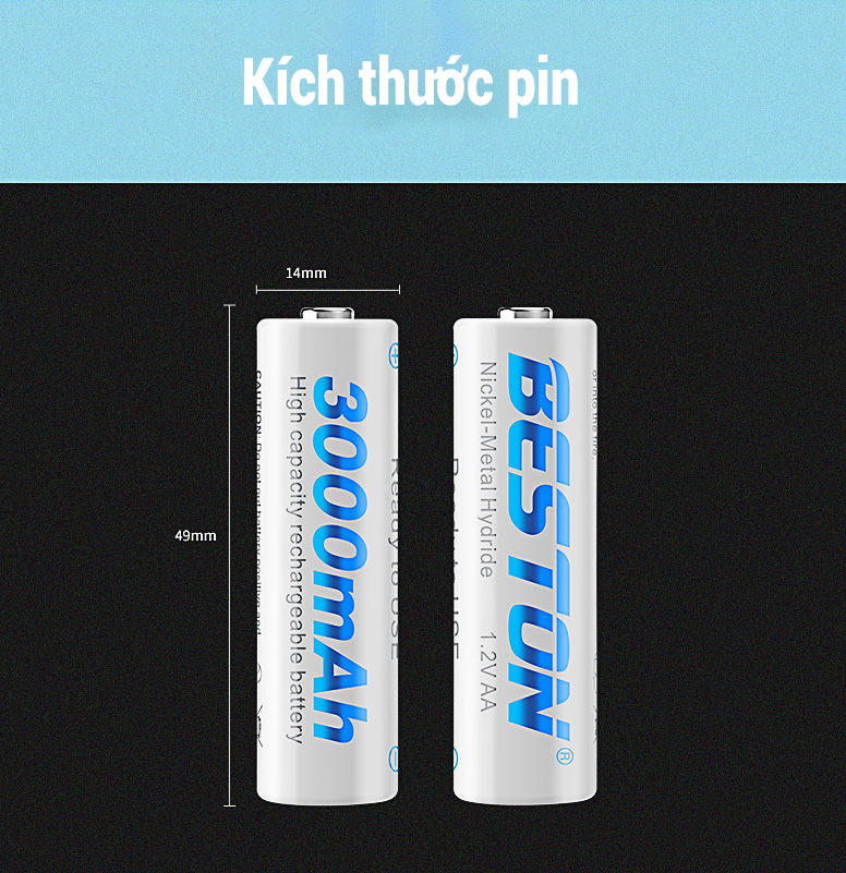 Pin Sạc AA Beston 3000mAh Vỉ 4 Pin Cho Micro Karaoke loa, đồ chơi trẻ ...