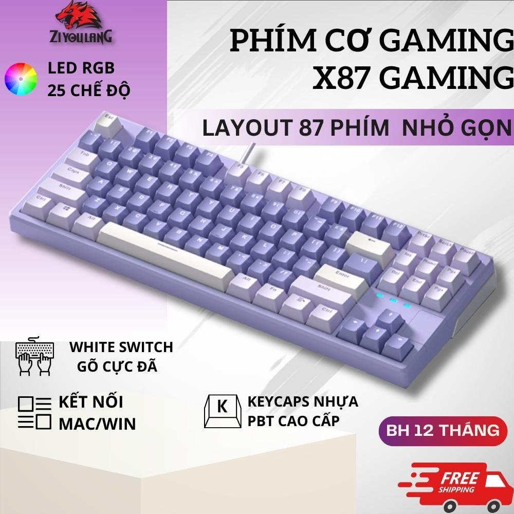 Bàn Phím Cơ Máy Tính Chơi Game ZiyouLang X87 LED Pro Gaming Cực Đẹp, Phím PBT Cao Cấp, Lót Foam ...