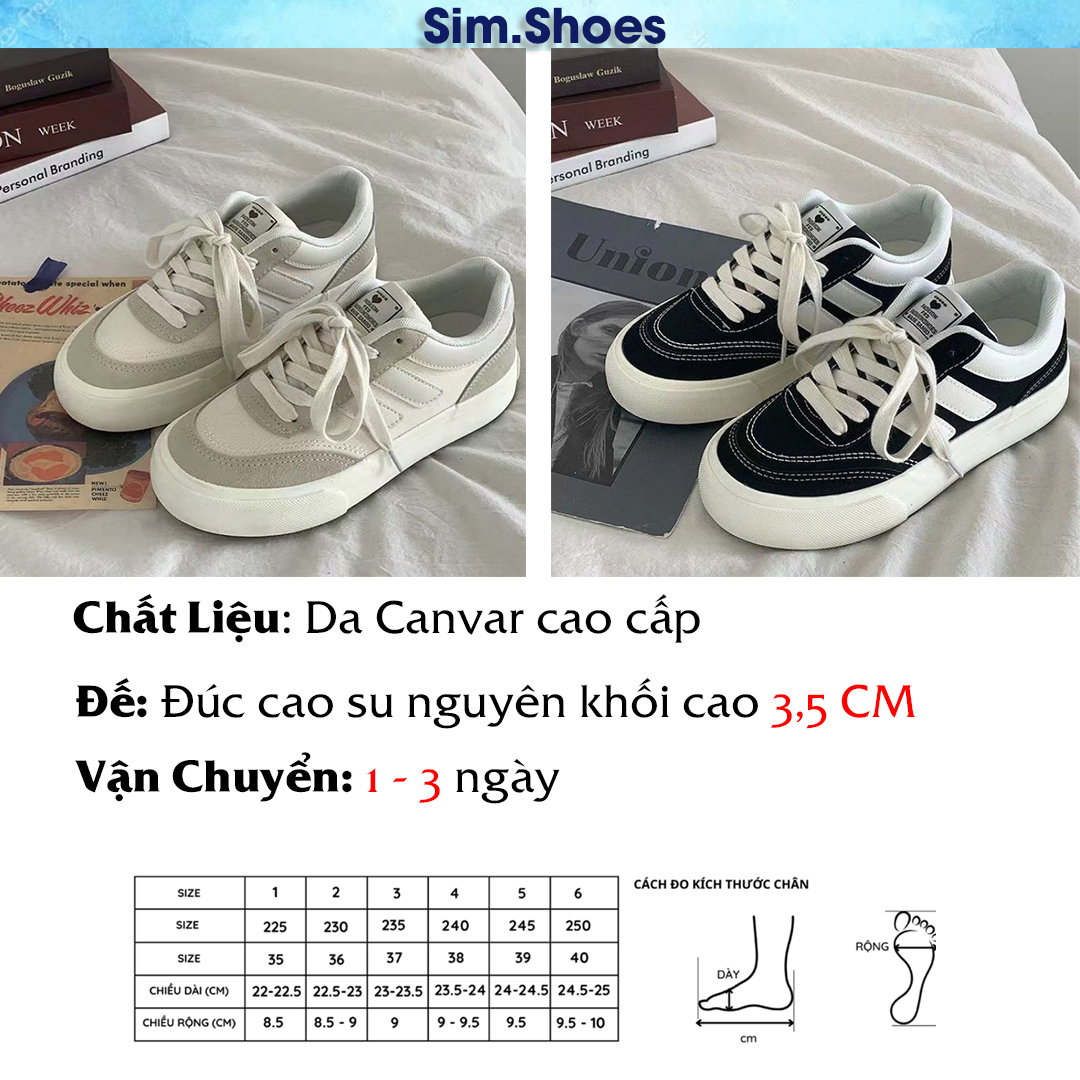 Giày thể thao nữ basic Giày nữ đi học giày vải vanvas phối da lộn màu ...