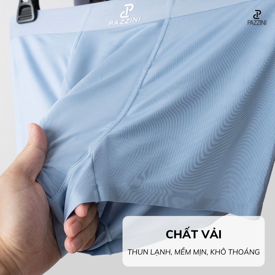 Quần sịp nam boxer PAZZINI thun lạnh combo 3 quần kháng khuẩn, không để ...