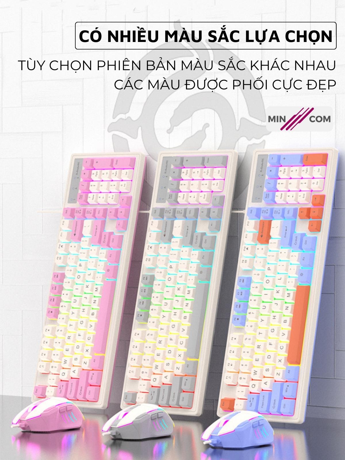 Bộ Bàn Phím Giả Cơ Và Chuột Gaming MinCom Xinmeng KM800 Phím Gõ Êm, Thiết Kế Chống Nước, Led 7 ...