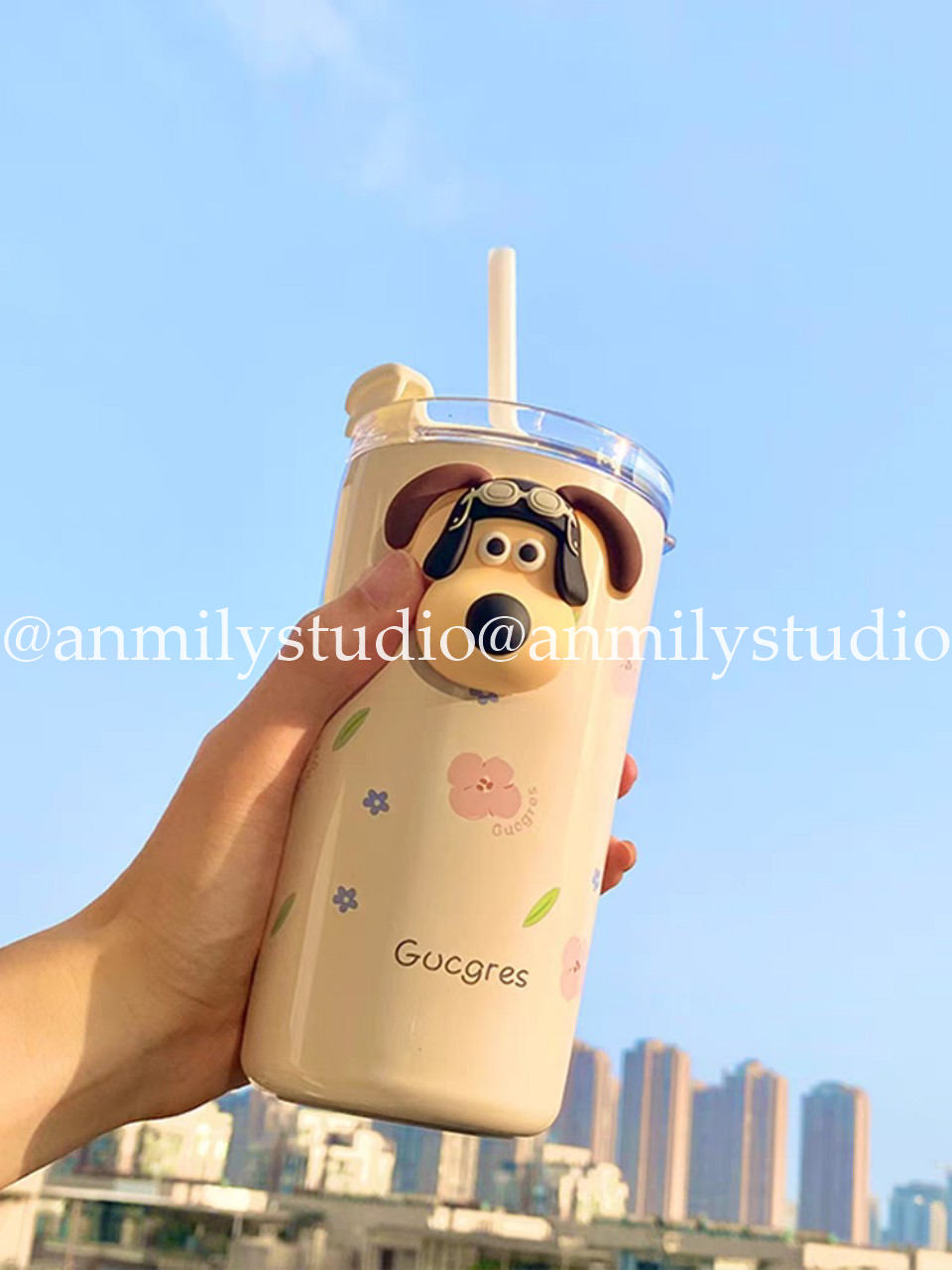 Ly giữ nhiệt GUCGRES 500ml hoa anh đào cute vật liệu sus316 an toàn có ...