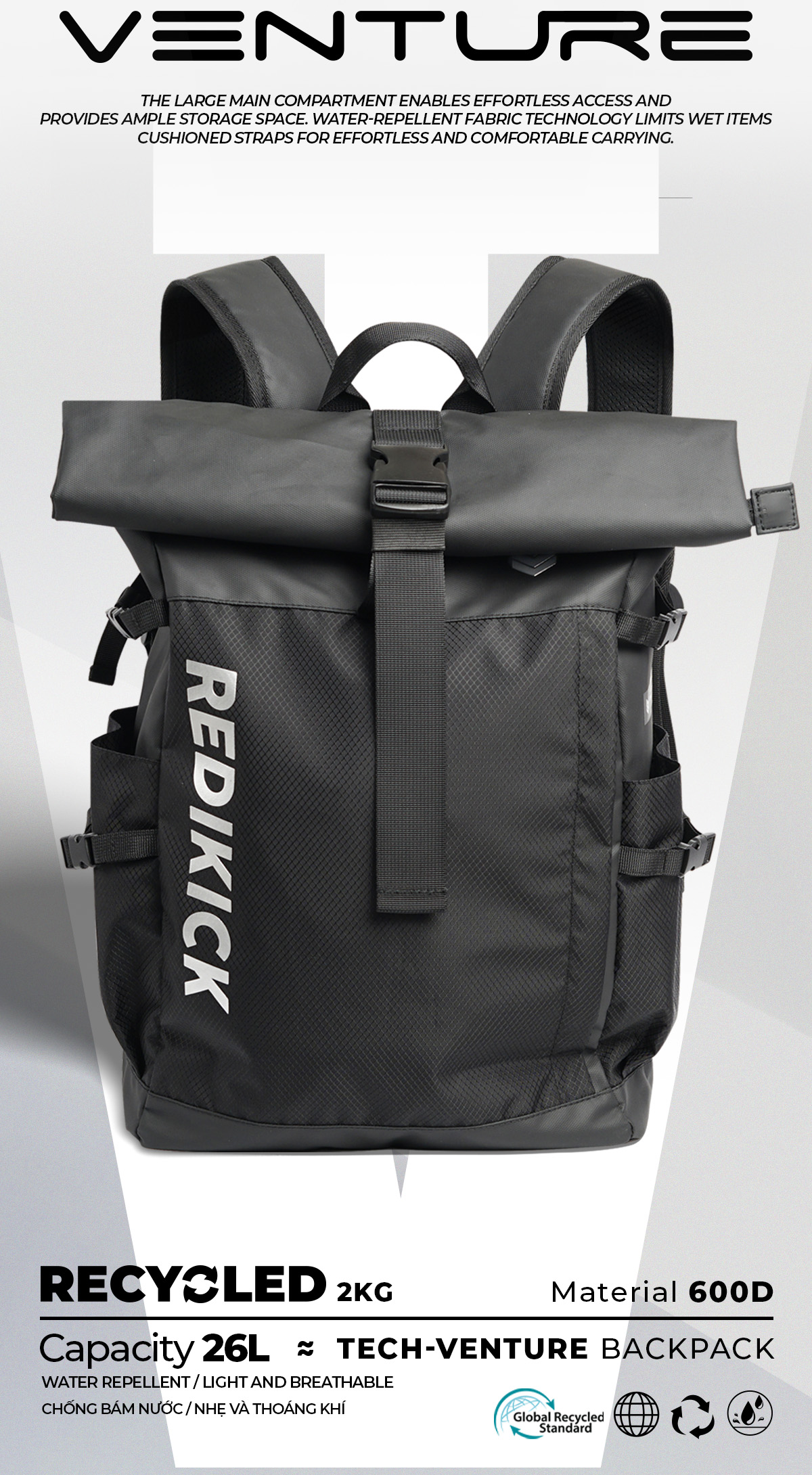 Balo chống nước Redikick Tech-Venture Backpack đi học, tập thể thao, du lịch, dã ngoại | Shopee ...