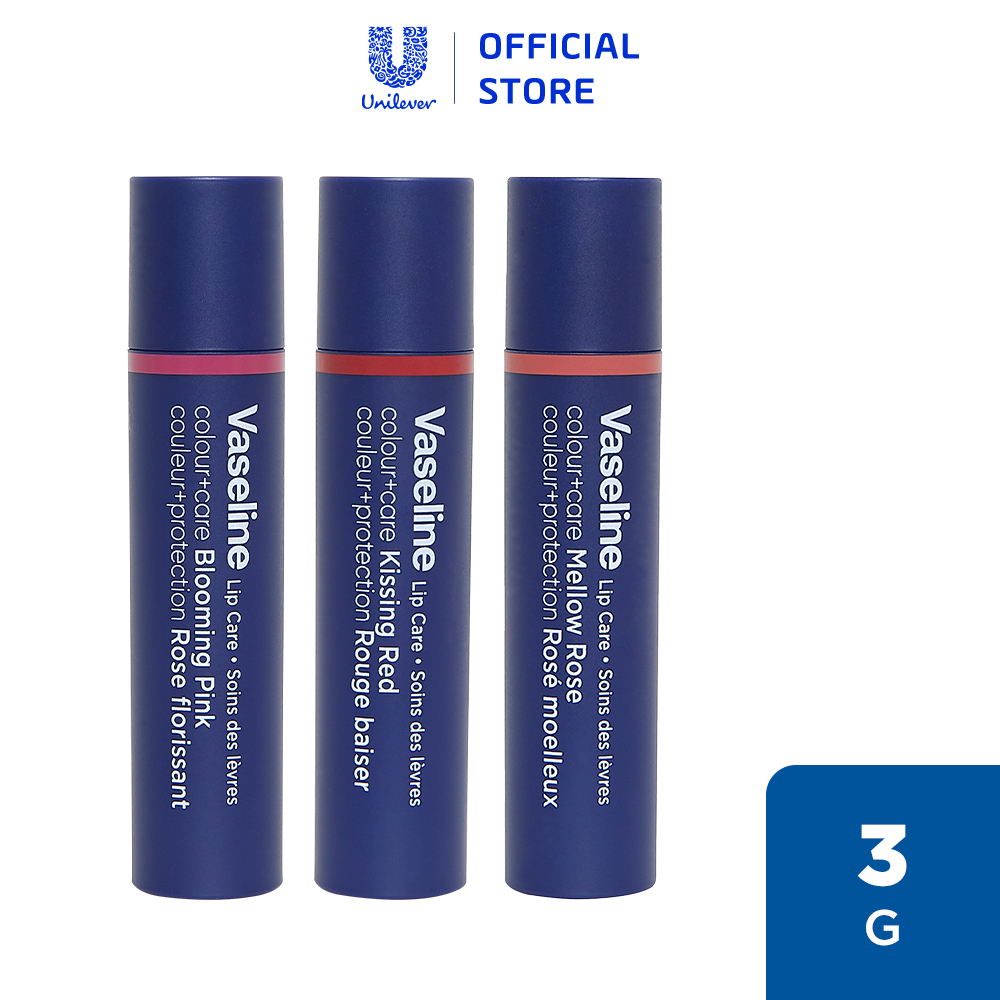 Son dưỡng môi Vaseline Colour+Care 3g (Mellow Rose/Kissing Red/Blooming ...