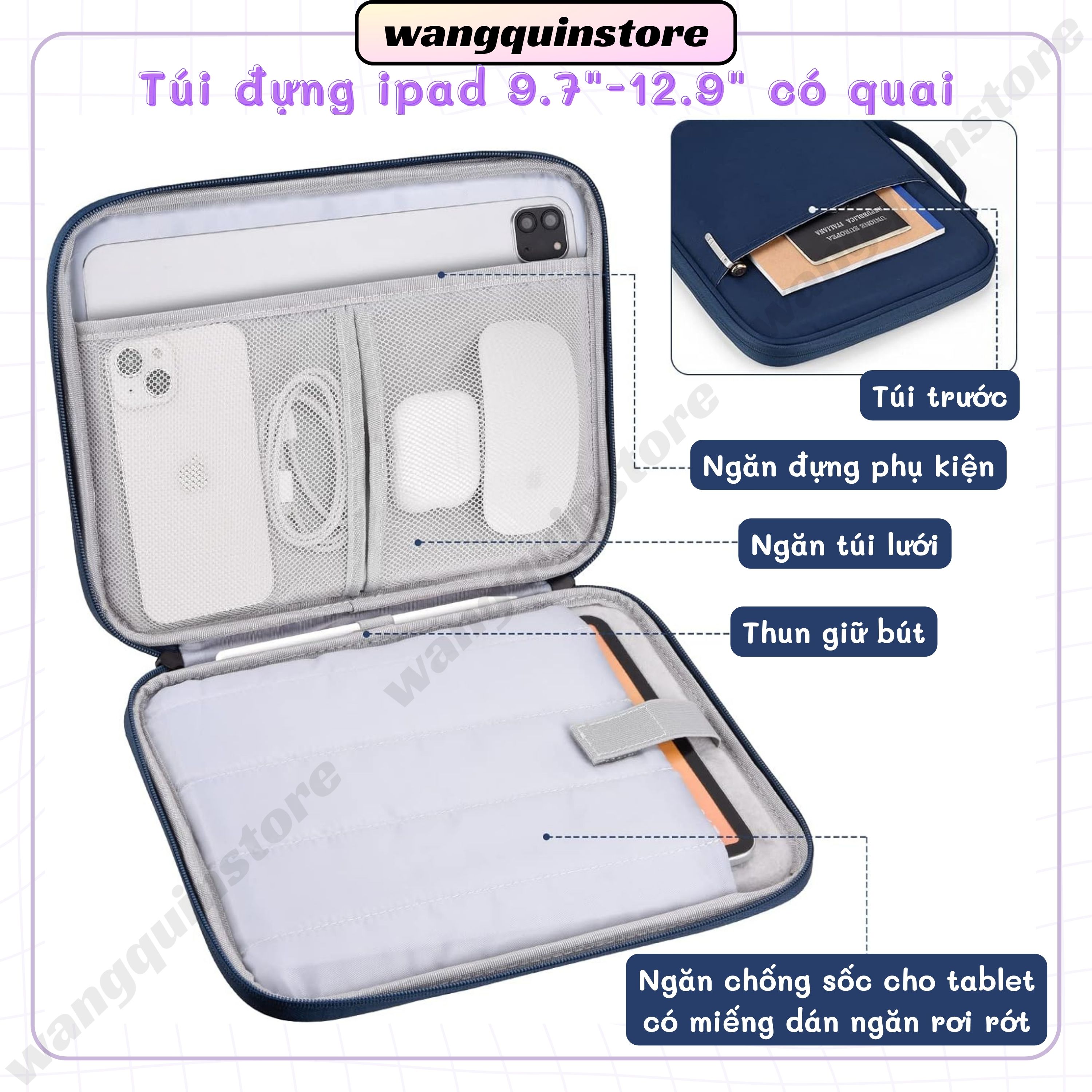 Túi đựng ipat túi chống sốc tablet có quai bao vải đựng tablet máy tính ...