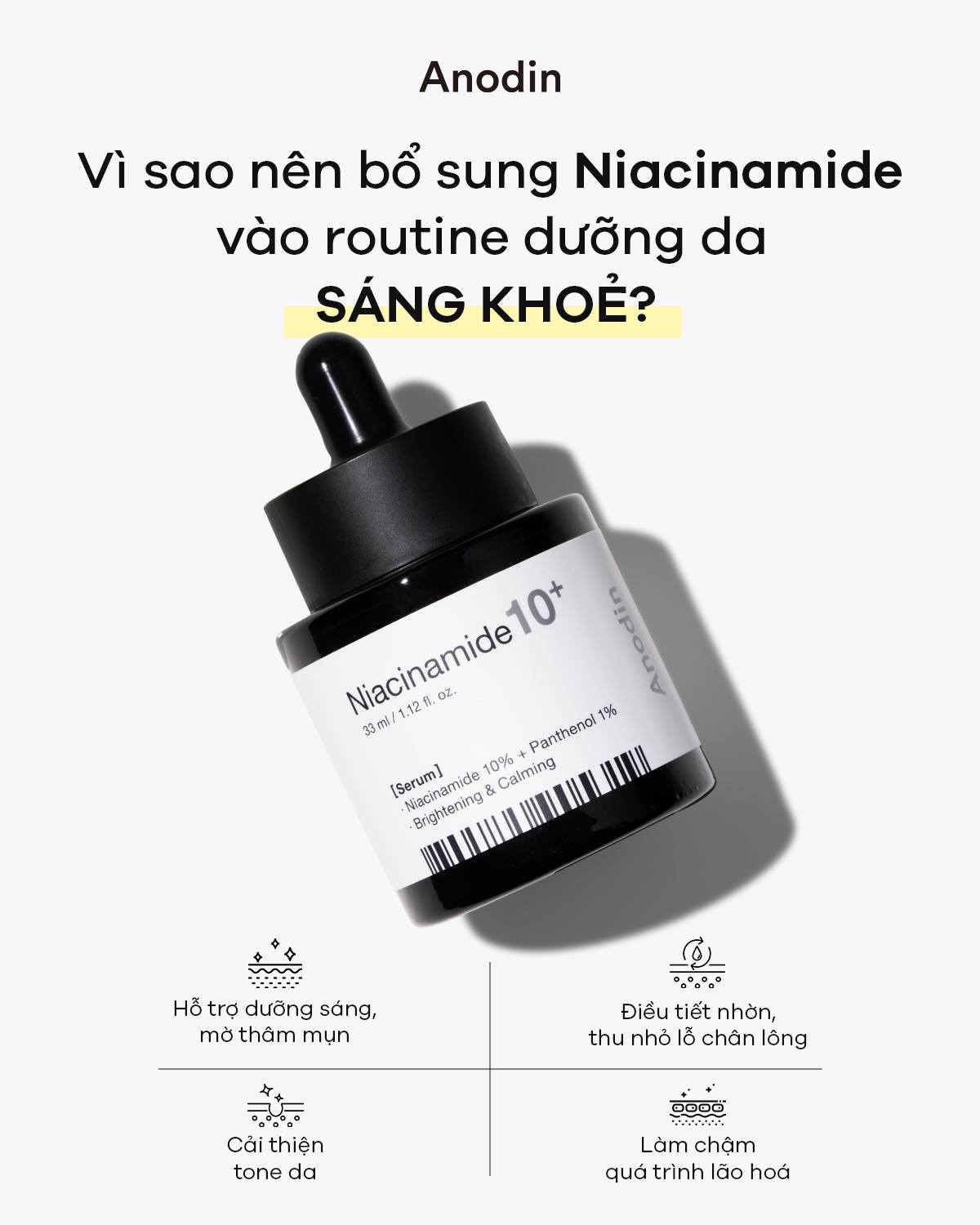 Tinh chất Anodin Niacinamide 10 Plus 33ml, dưỡng trắng, mờ thâm ...