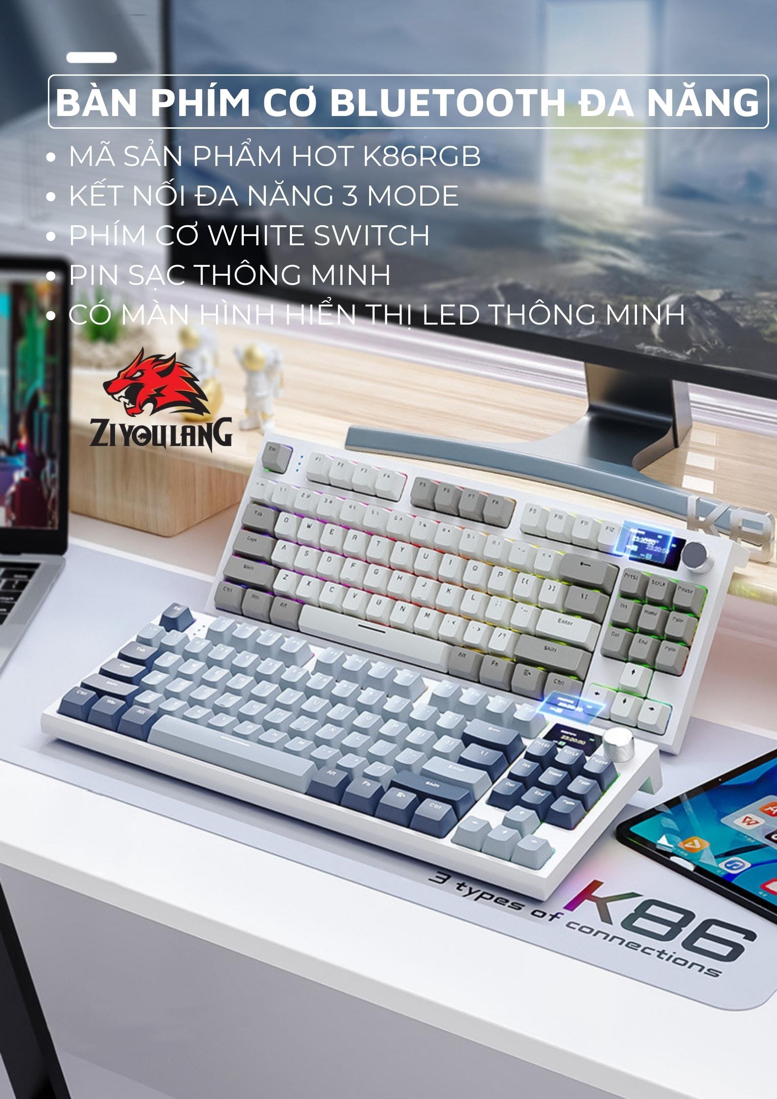 Bàn Phím Cơ Không Dây Attack Shark K86 RGB Led, Có Màn Hình Led Tùy ...