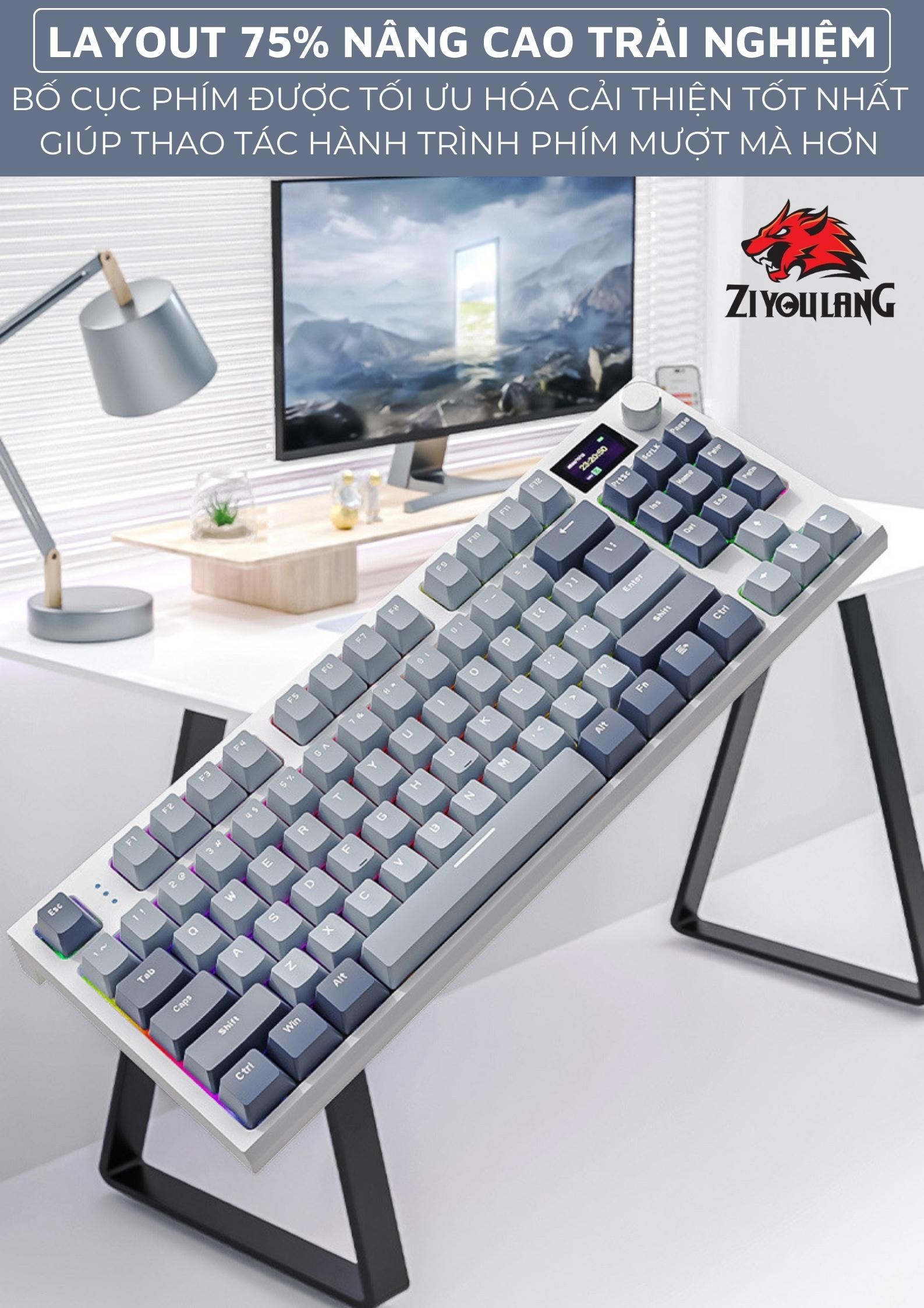 Bàn Phím Cơ Không Dây Bluetooth ZiyouLang K86 RGB Led, Có Màn Hình Led ...