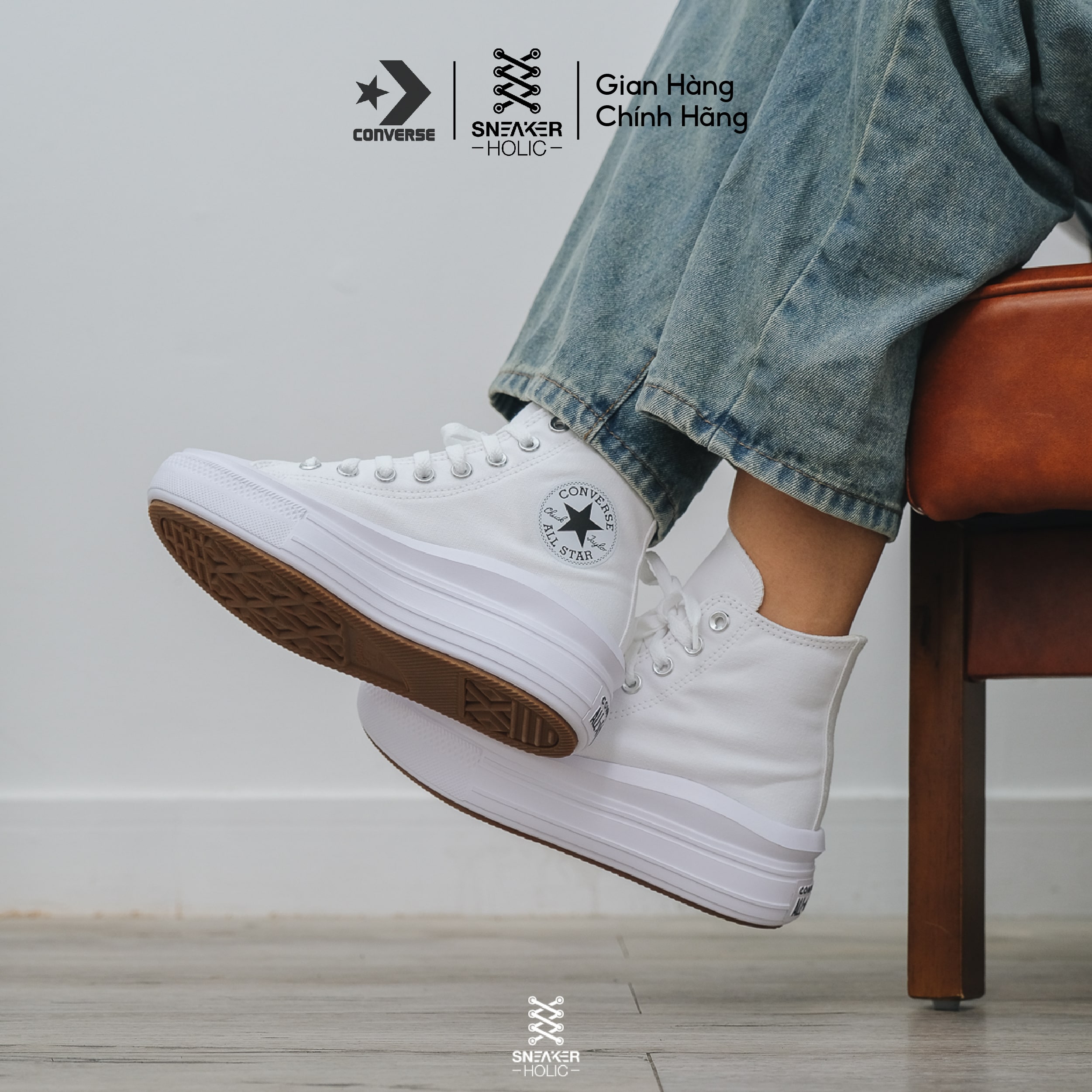 Giày Sneaker Nam Nữ CONVERSE Chuck Taylor All Star Move High White ...