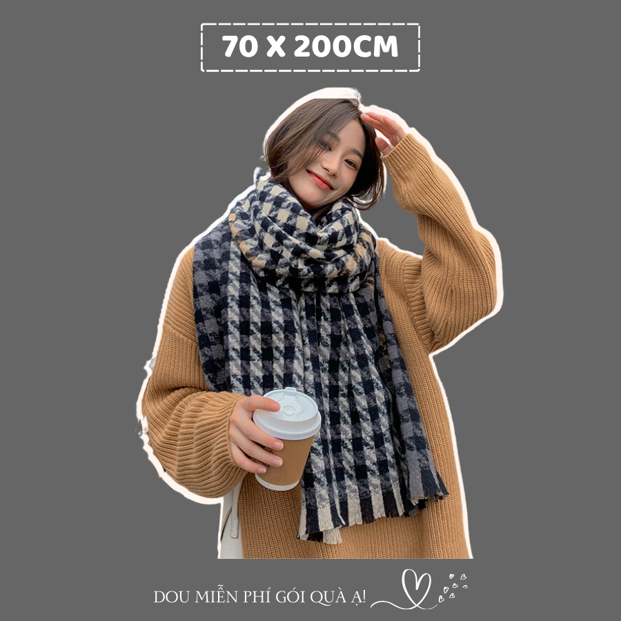 Khăn Len cashmere quàng cổ unisex dày, Khăn len dệt kim tone đen mạnh ...