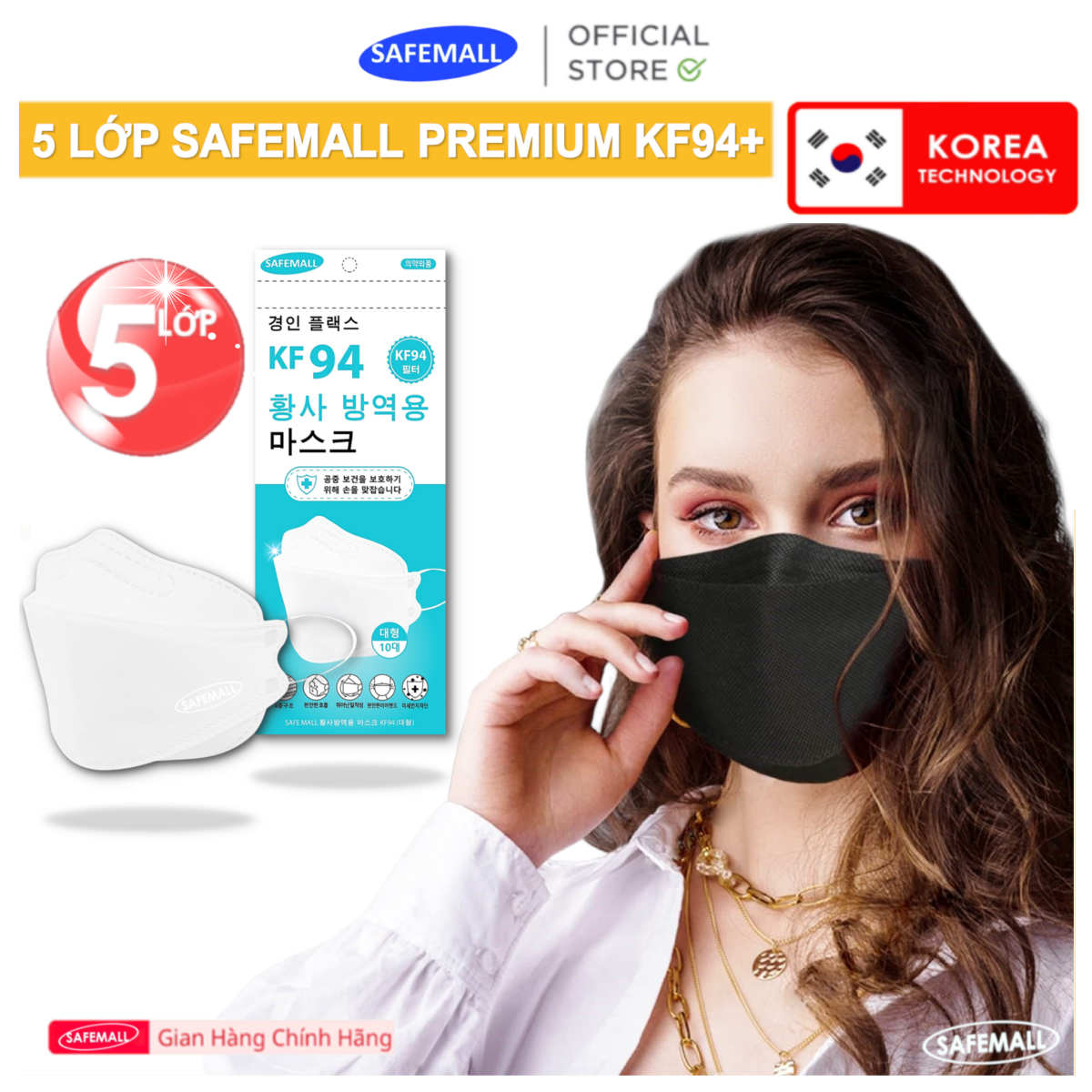 Thùng 300/200 Chiếc Khẩu Trang 5 Lớp KF94 SafeMall Premium - Lọc Bụi Siêu Mịn, Chống Tia UV 99.9 ...