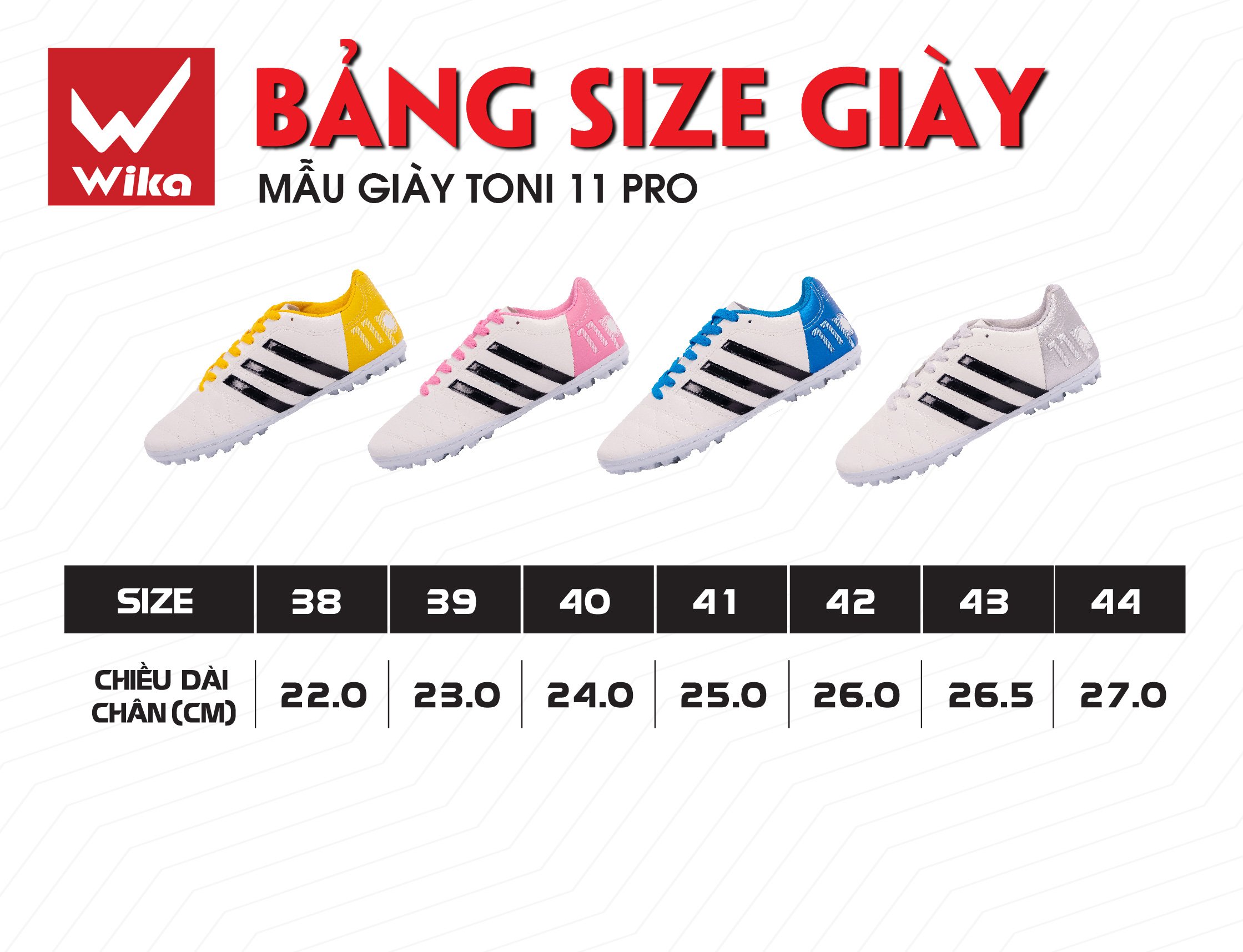 Giày Đá Bóng Toni Kroos 11pro 3 Sọc Wika, Giày Bóng Đá Nam Nữ Trẻ Em Ba ...