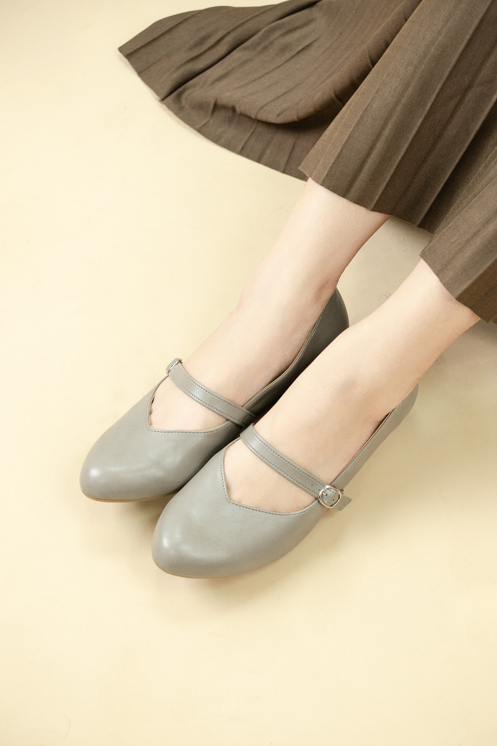 Giầy da nữ mũi tròn 2,5cm Mary Jane KOSU KS-23280, giày đế bệt quai ...