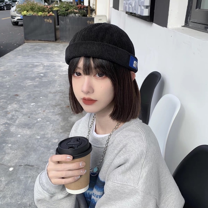 Mũ miki hat, nón tròn không vành lưỡi trai cho nam, nữ chất nhung gân ...