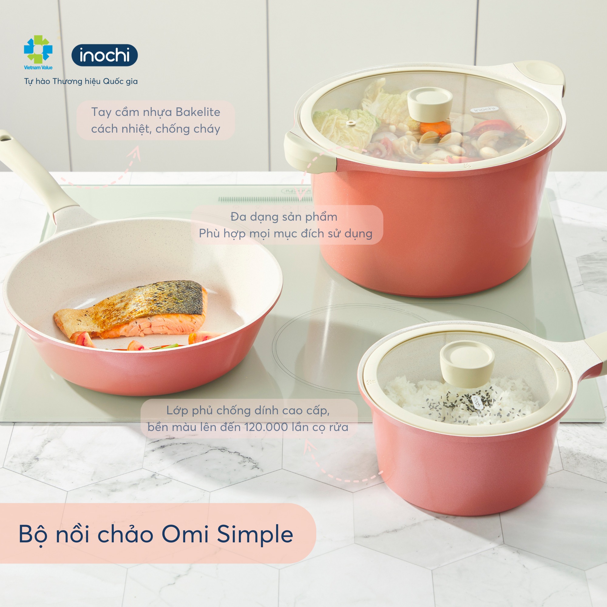 Nồi chảo chống dính Inochi cực cao cấp hàng Chính Hãng dùng được bếp từ ...