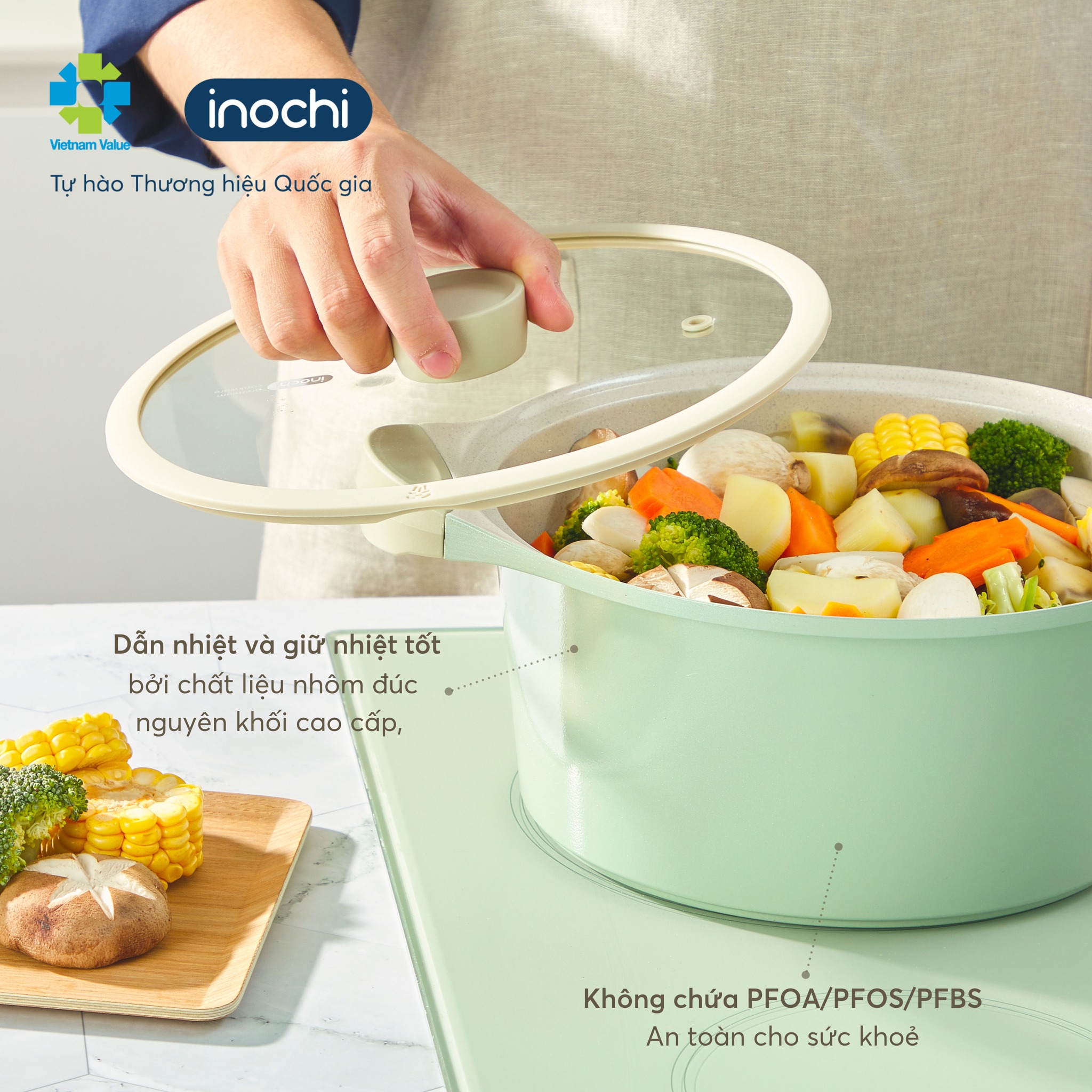 Nồi chảo chống dính Inochi cực cao cấp hàng Chính Hãng dùng được bếp từ ...
